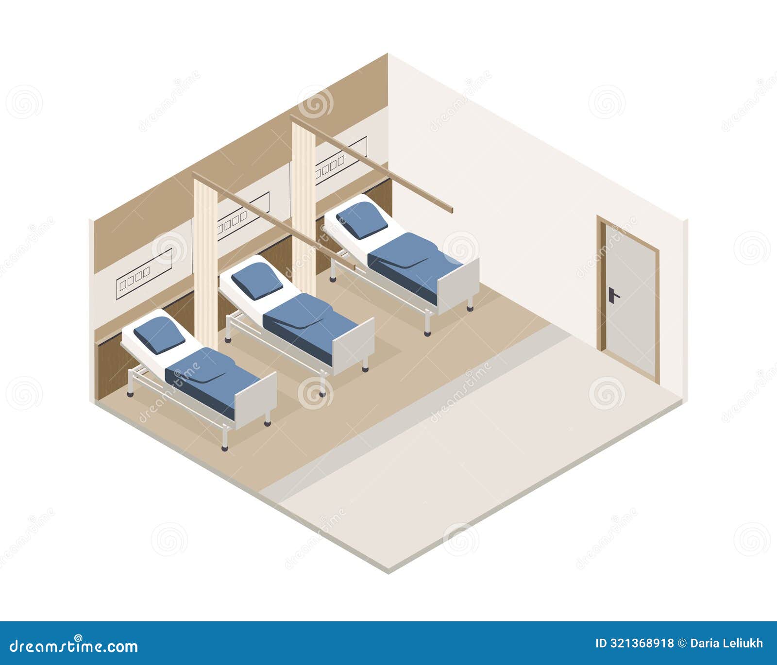 Vector Isometric Low Poly Medical Clinic Interior. Modern Vector ...