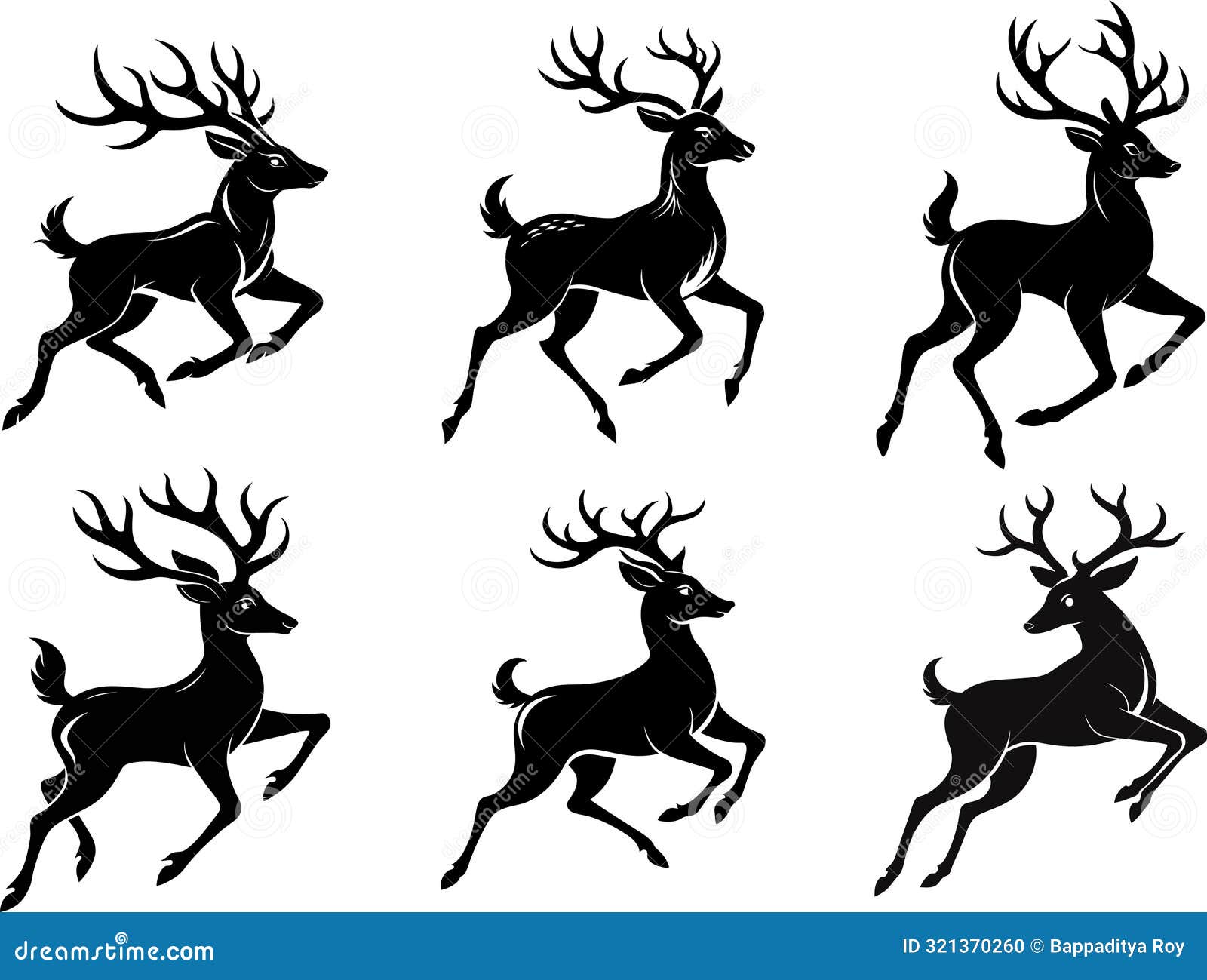 Collection of Black Deer Icons. Logo of Deer Stock Vector ...