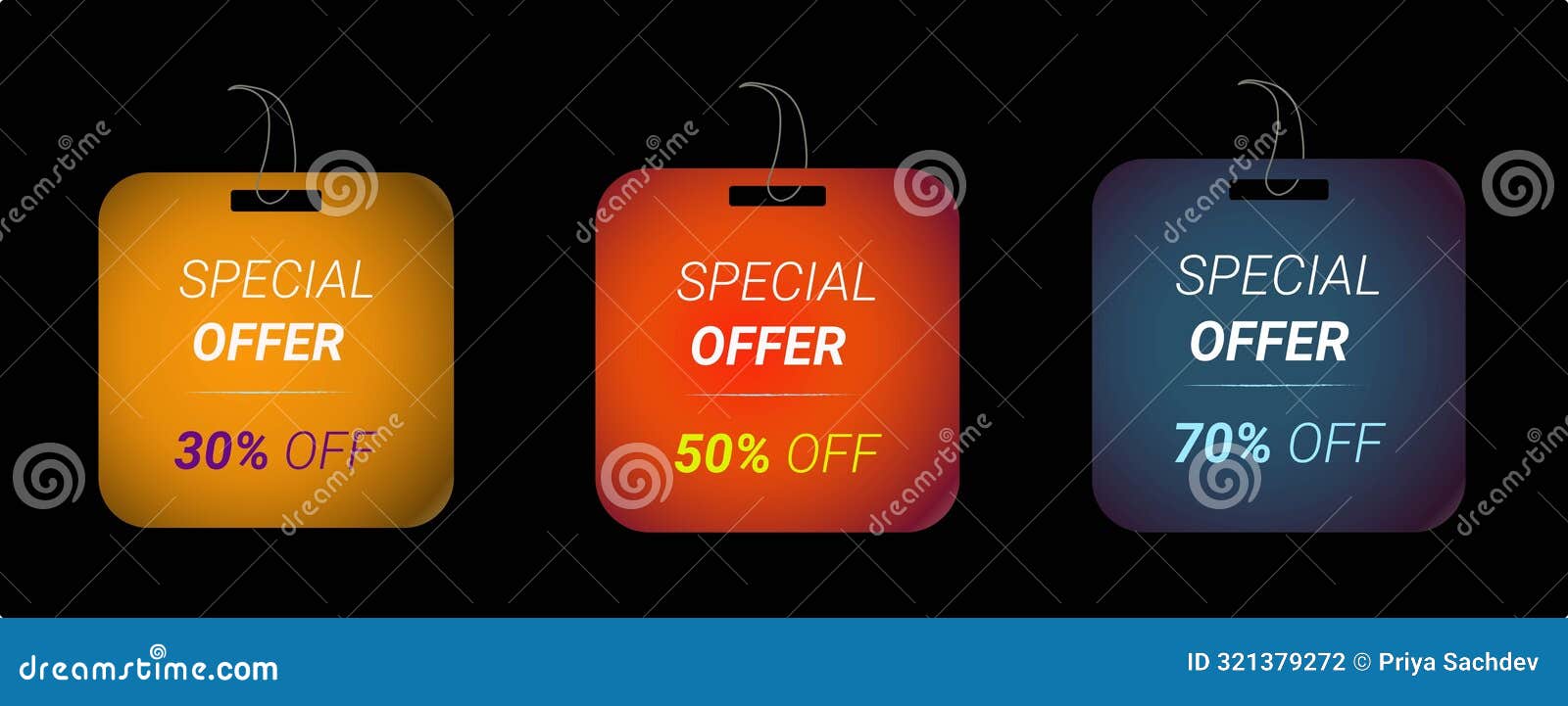 Special Offer Discount Tags with 30 50 70 Percent Off. Stock Vector ...
