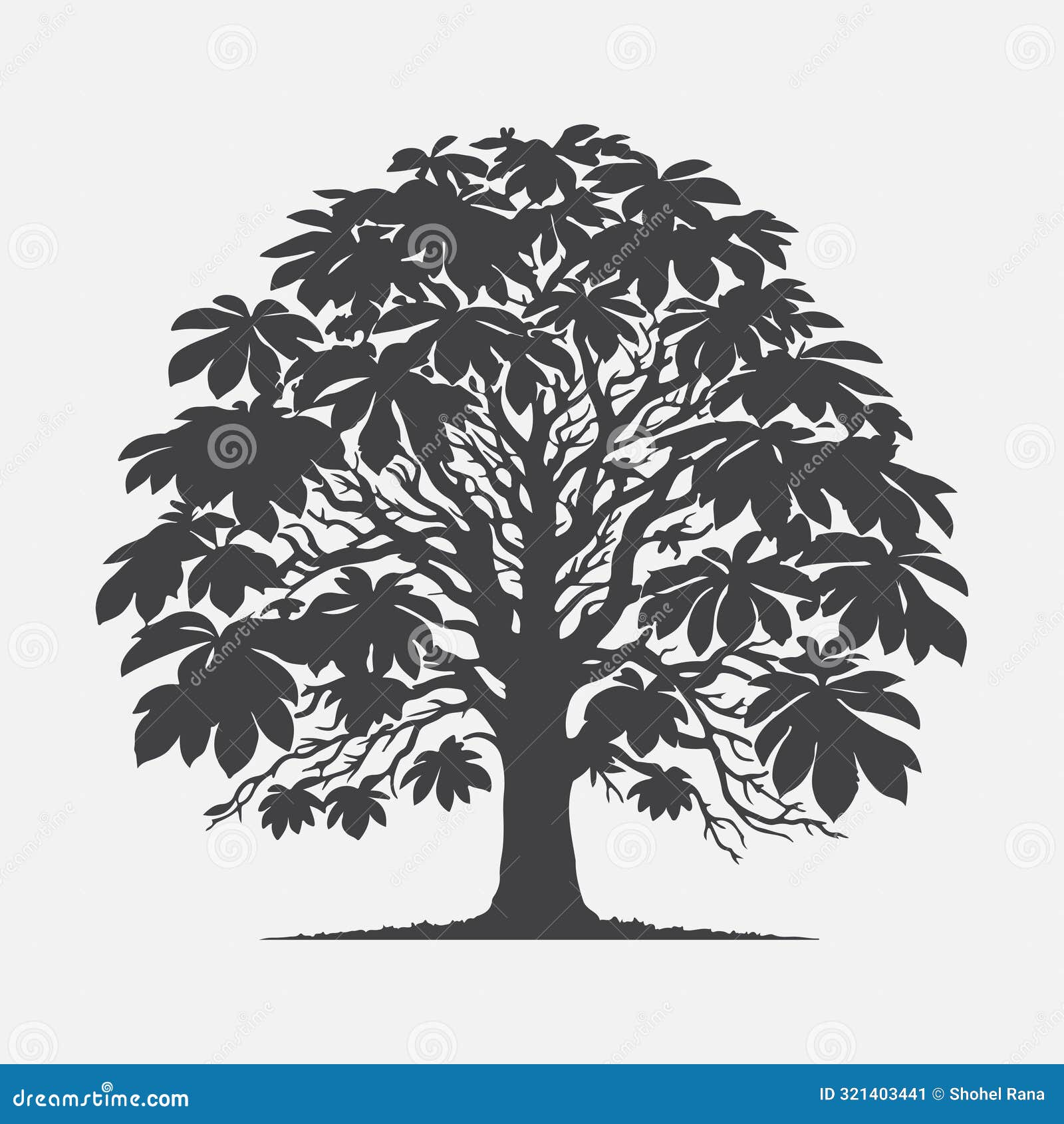 Majestic Chestnut Tree Silhouette: a Timeless Natural Beauty Stock ...