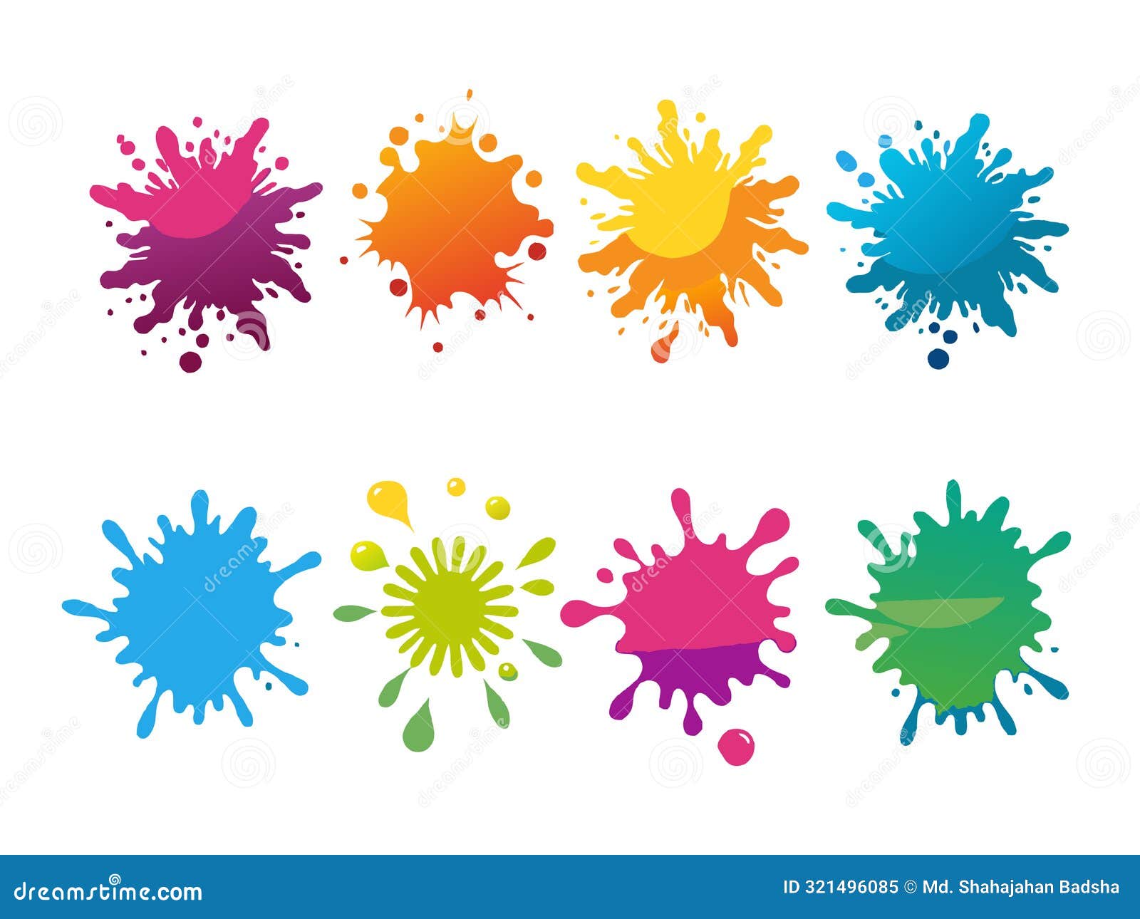 Colorful Ink Spots Set. Splash Splatter Abstract Shape Stock Vector ...