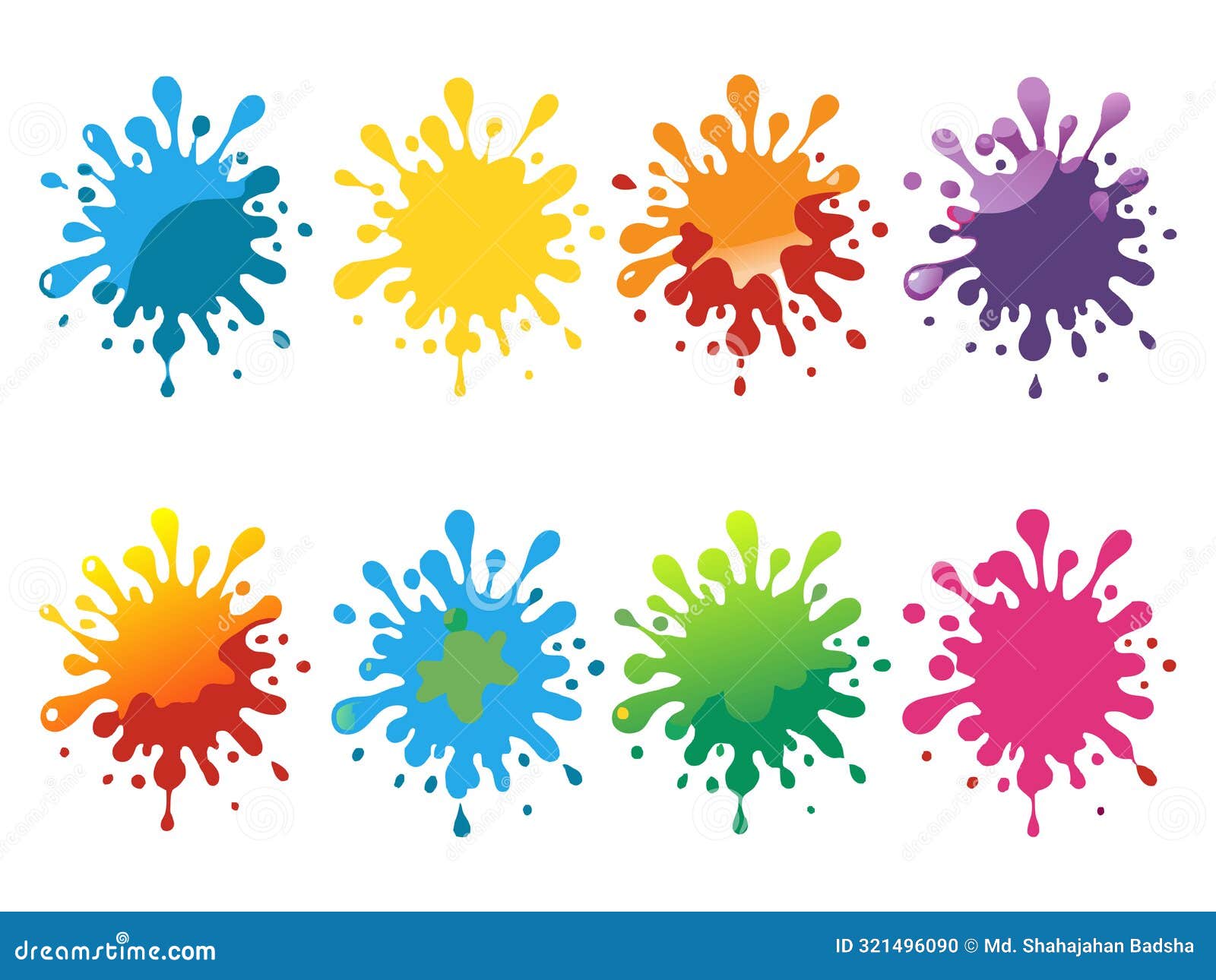 Colorful Ink Spots Set. Splash Splatter Abstract Shape Stock Vector ...