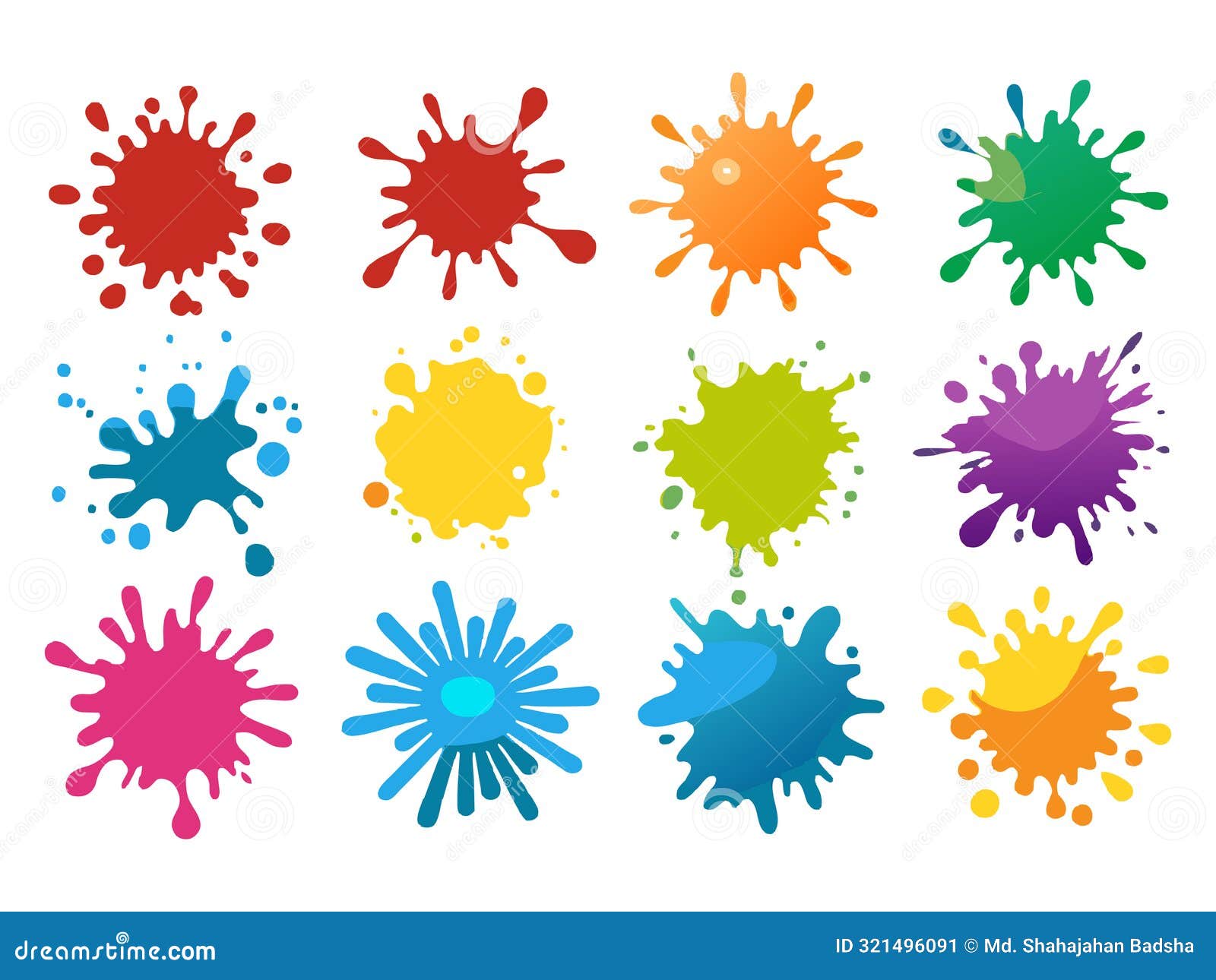 Colorful Ink Spots Set. Splash Splatter Abstract Shape Stock Vector ...