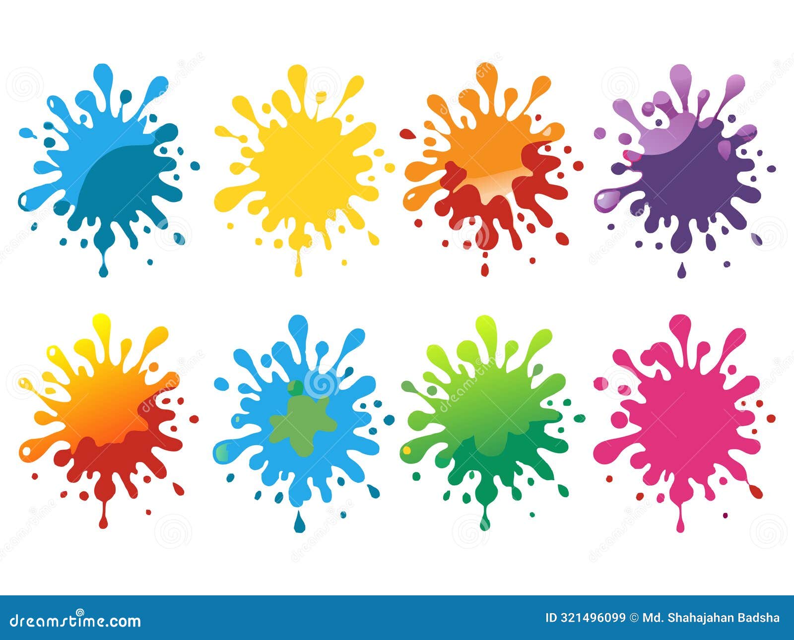 Colorful Ink Spots Set. Splash Splatter Abstract Shape Stock Vector ...