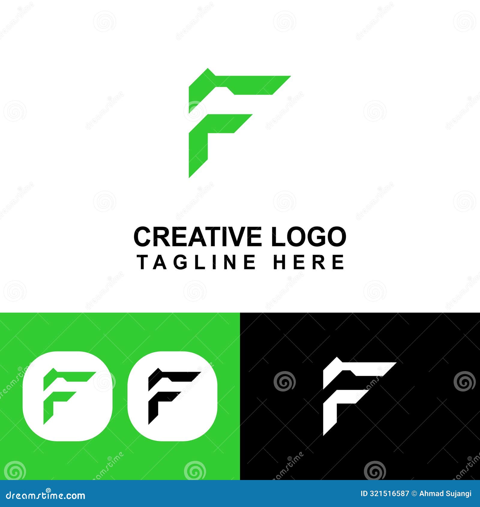 Stunning F Logo with Green Color Stock Vector - Illustration of ...