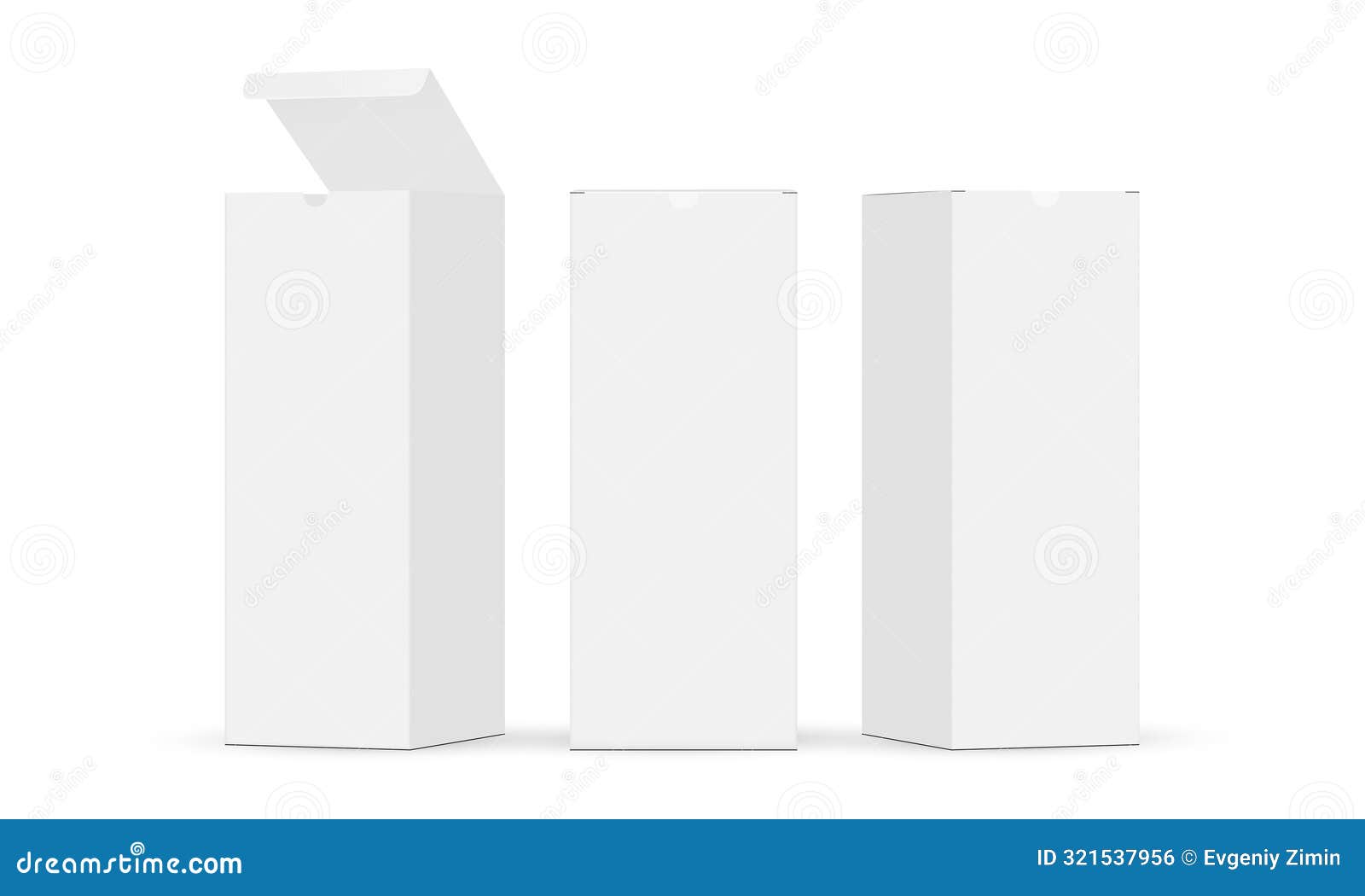Tall Rectangular Packaging Boxes Mockups, Front and Side View, Opened and Closed Lid Stock ...