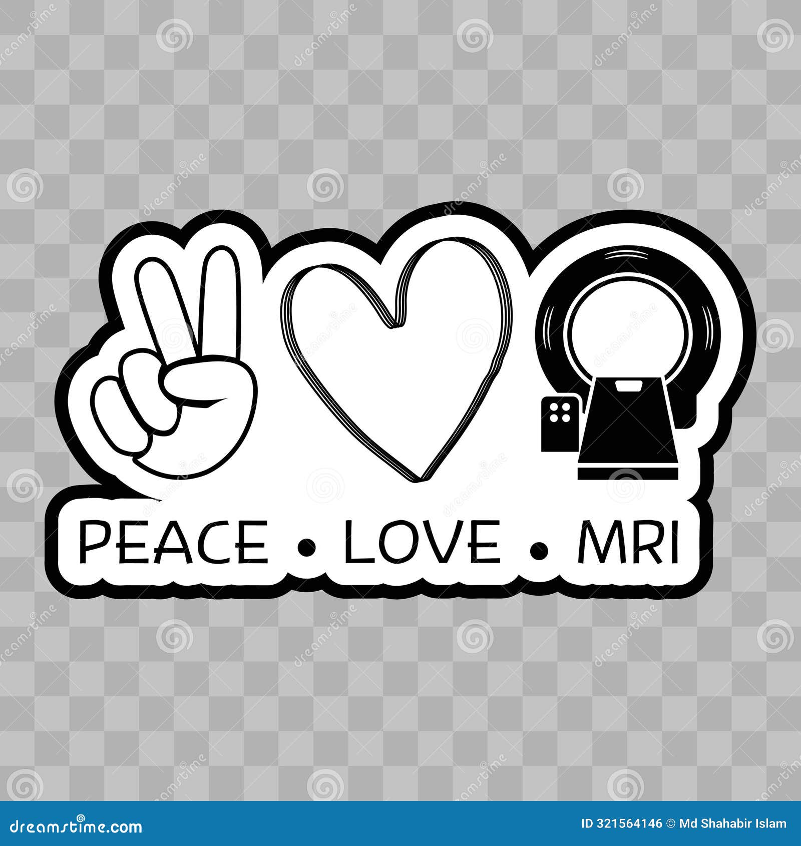 Peace Love MRI, MRI Machine Silhouette, MRI Machine Sticker Stock ...