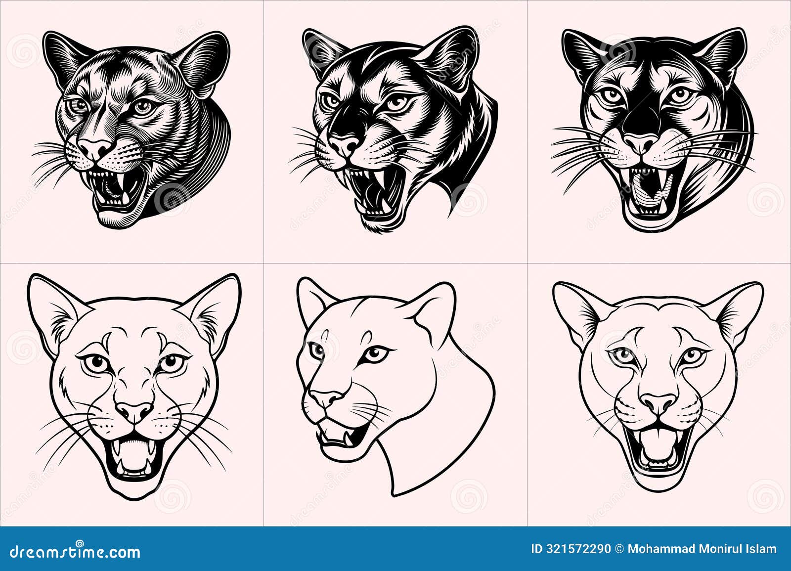 Print Fierce Puma Head Vector: Jaw-Dropping Illustration. Stock Vector ...