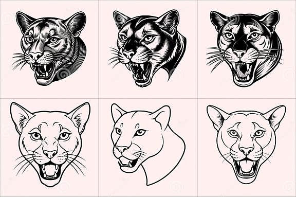 Print Fierce Puma Head Vector: Jaw-Dropping Illustration. Stock Vector ...