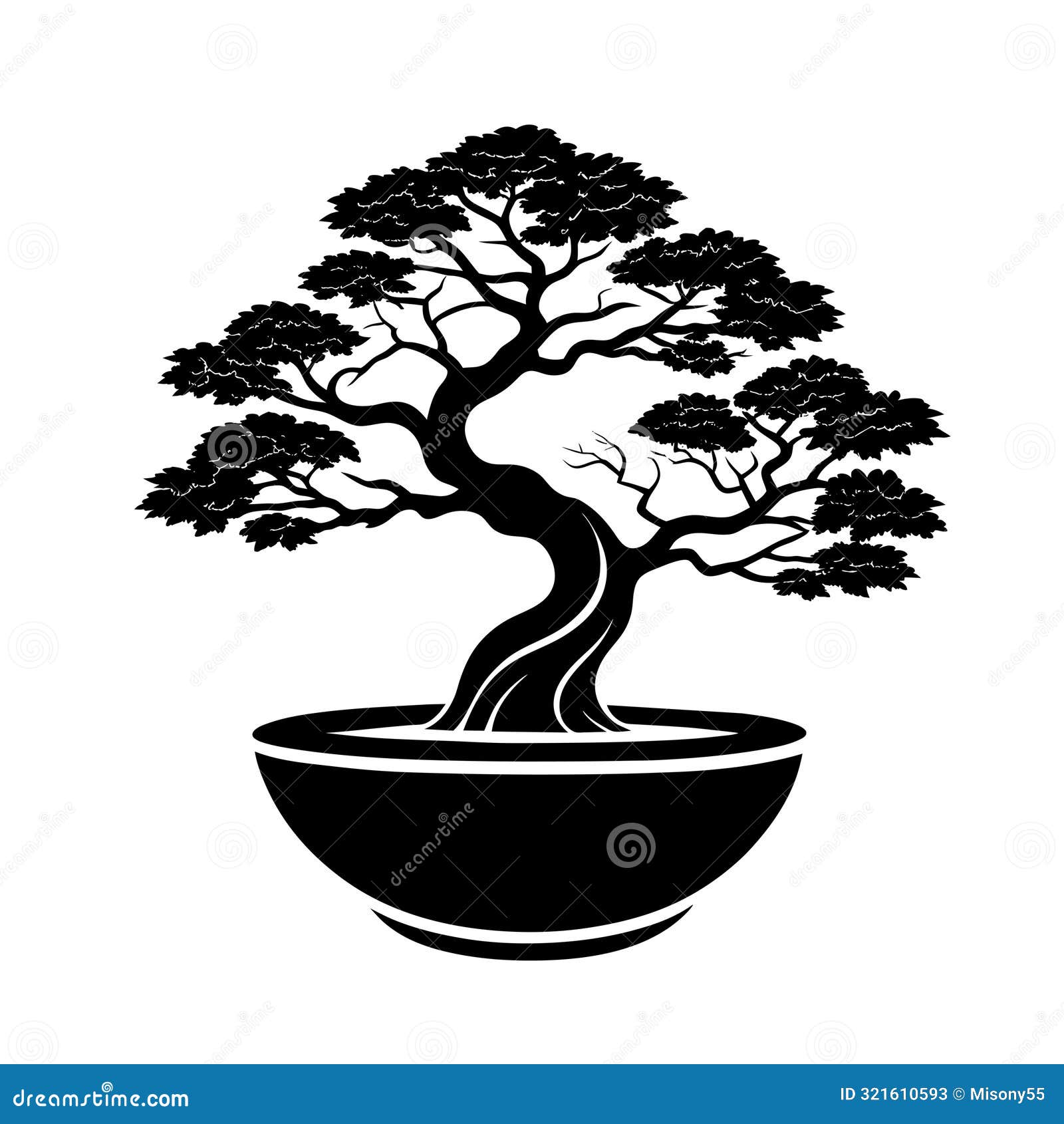 Bonsai Logo Vector Silhouette Stock Vector - Illustration of silhouette ...