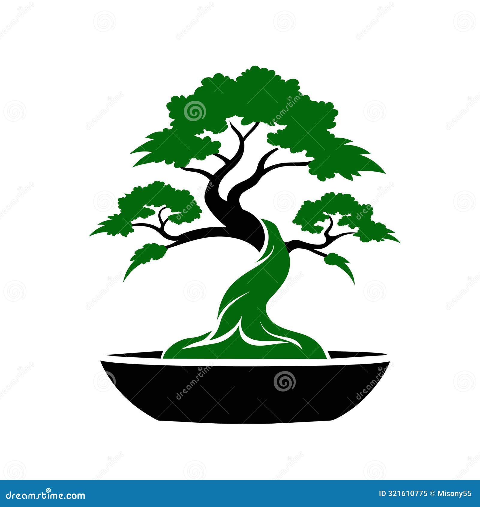 Bonsai Logo Vector Silhouette Stock Illustration - Illustration of ...