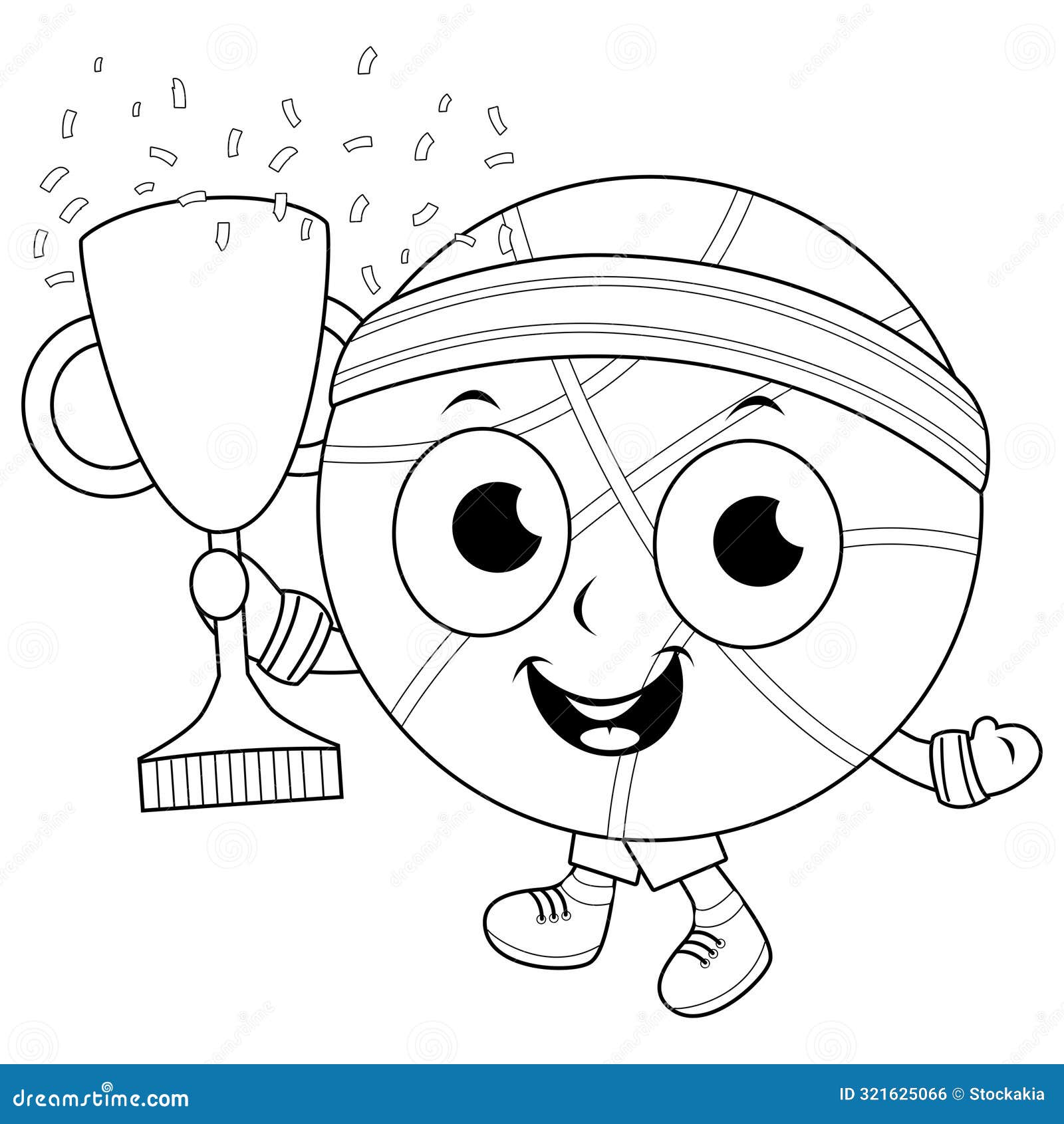 Champion Cartoon Basketball Holding A Trophy. Basketball Sports Player ...