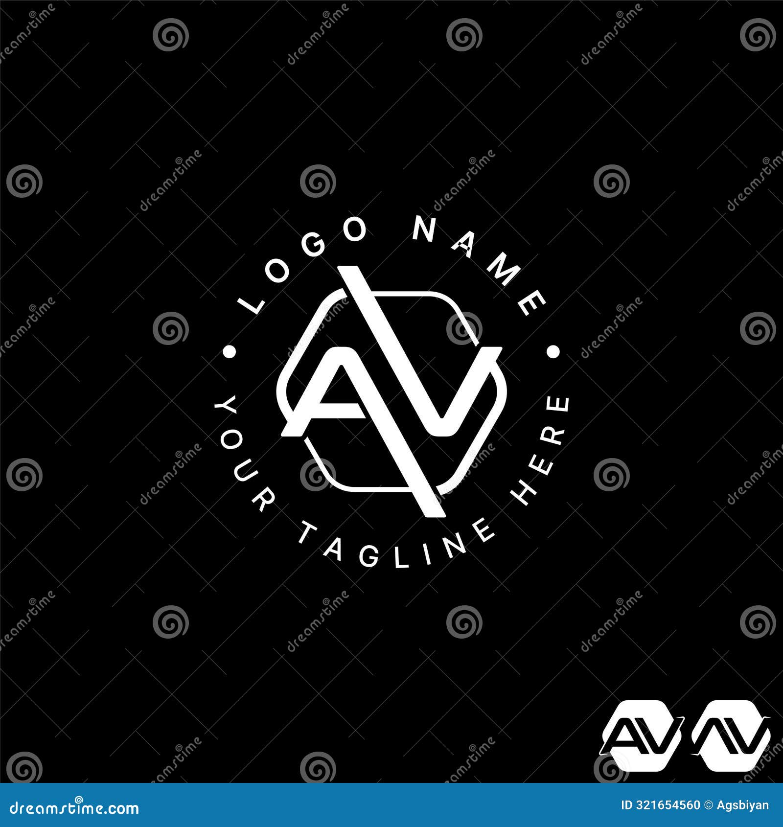 Initial Letter AV Font Flip Mirror Hexagon. Related To Monogram ...