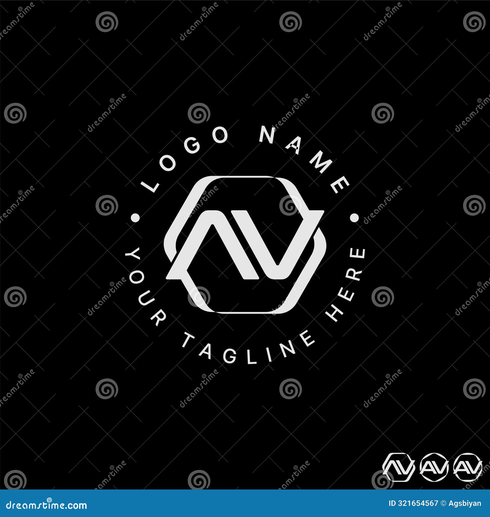 Letter Initial AV Font Flip Mirror Hexagon. Related To Monogram ...