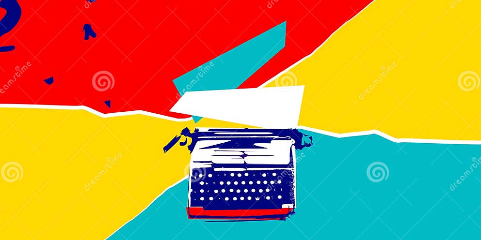 Art Collage with Vintage Typewriter for Content Creation, Marketing and ...
