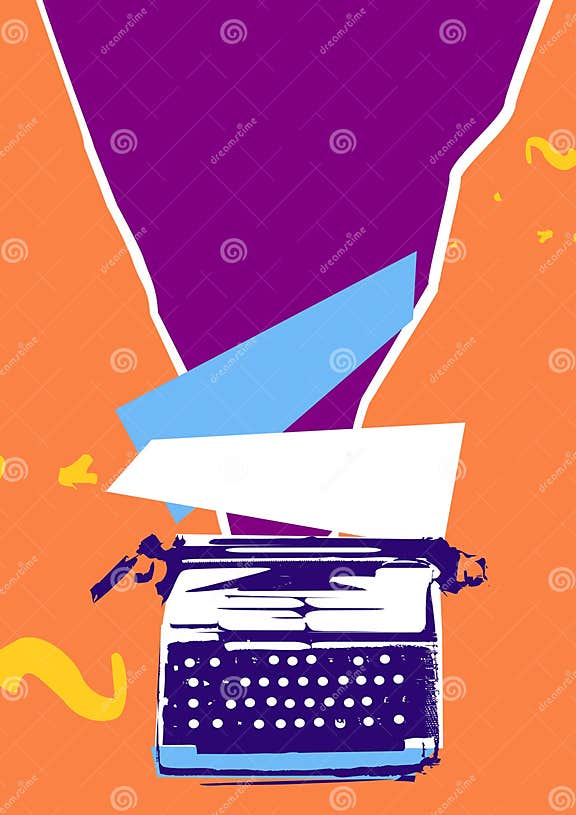 Art Collage with Vintage Typewriter for Content Creation, Marketing and ...