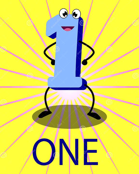 Cute Cartoon Figures. Fun To Learn for Kids. Number One Stock Vector ...