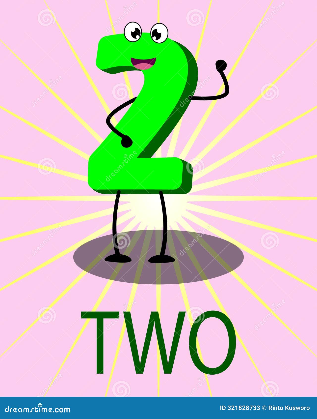 Cute Cartoon Figures. Fun To Learn for Kids. Number Two Stock Vector ...