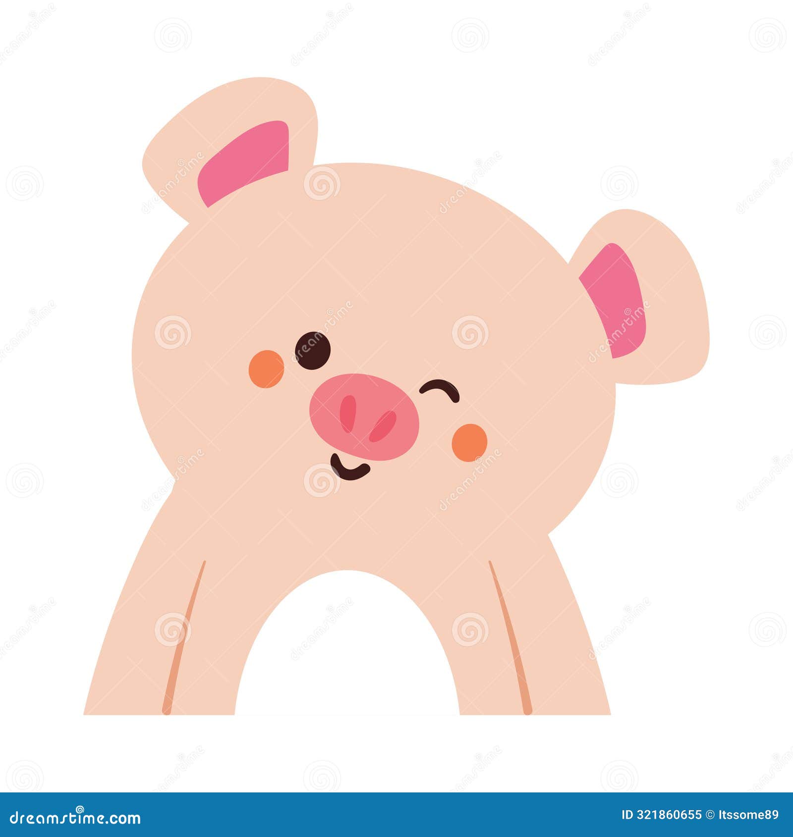 Hand Drawing Cute Cartoon Pig Smiling Stock Vector - Illustration of ...