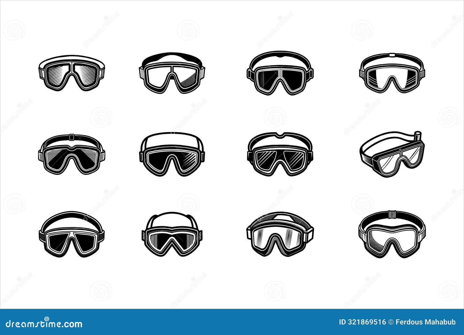 Sets of Laboratory Safety Goggles Vector Art Stock Vector ...