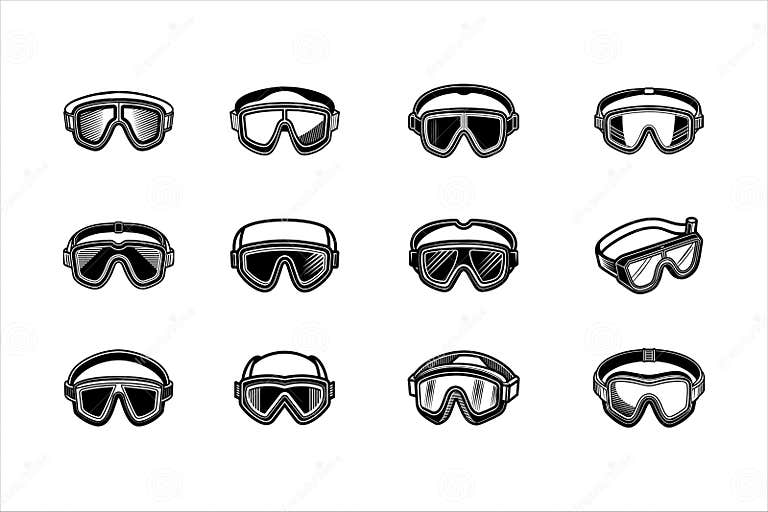 Sets of Laboratory Safety Goggles Vector Art Stock Vector ...