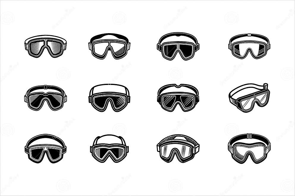 Sets of Laboratory Safety Goggles Vector Art Stock Vector ...