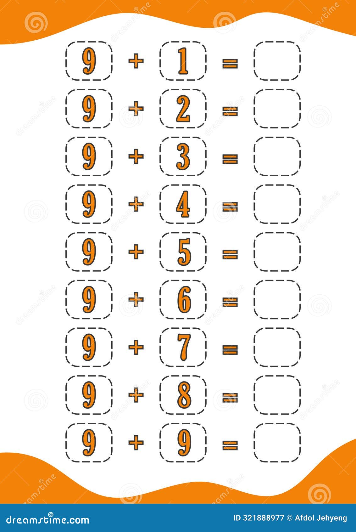 Education Addition Math Worksheet Number Children. Stock Illustration ...