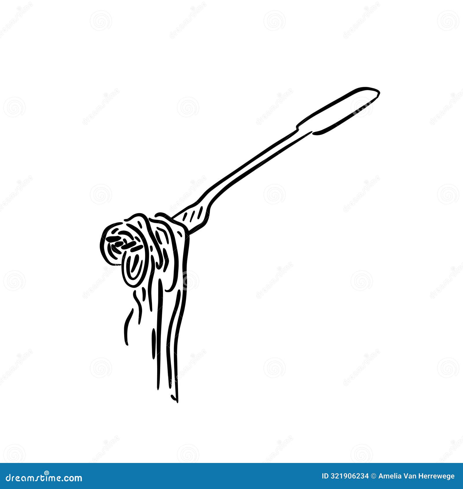 Spaghetti on a Fork Illustration Stock Vector - Illustration of savoury ...