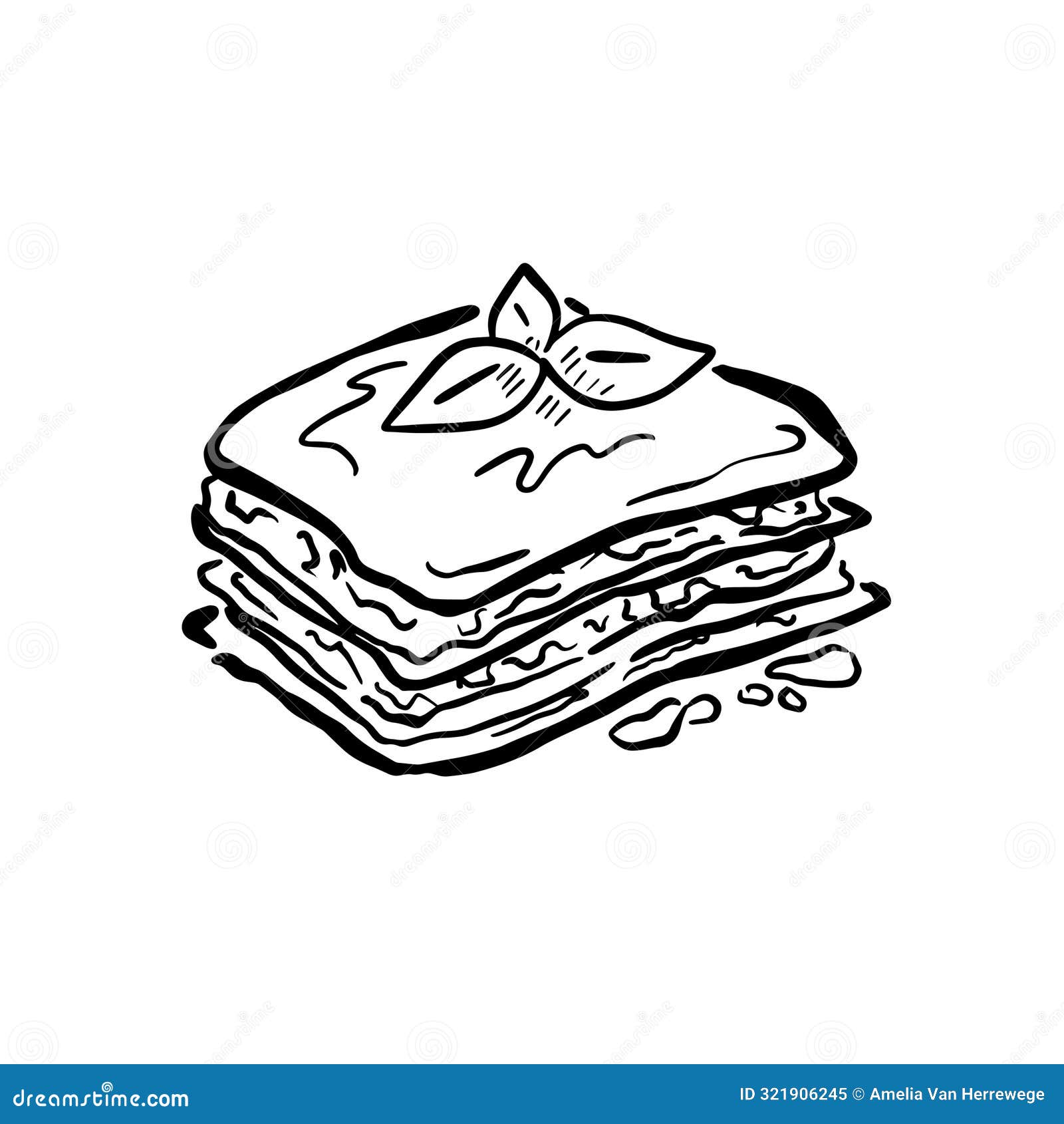 Lasagne Black and White Illustration Stock Vector - Illustration of ...