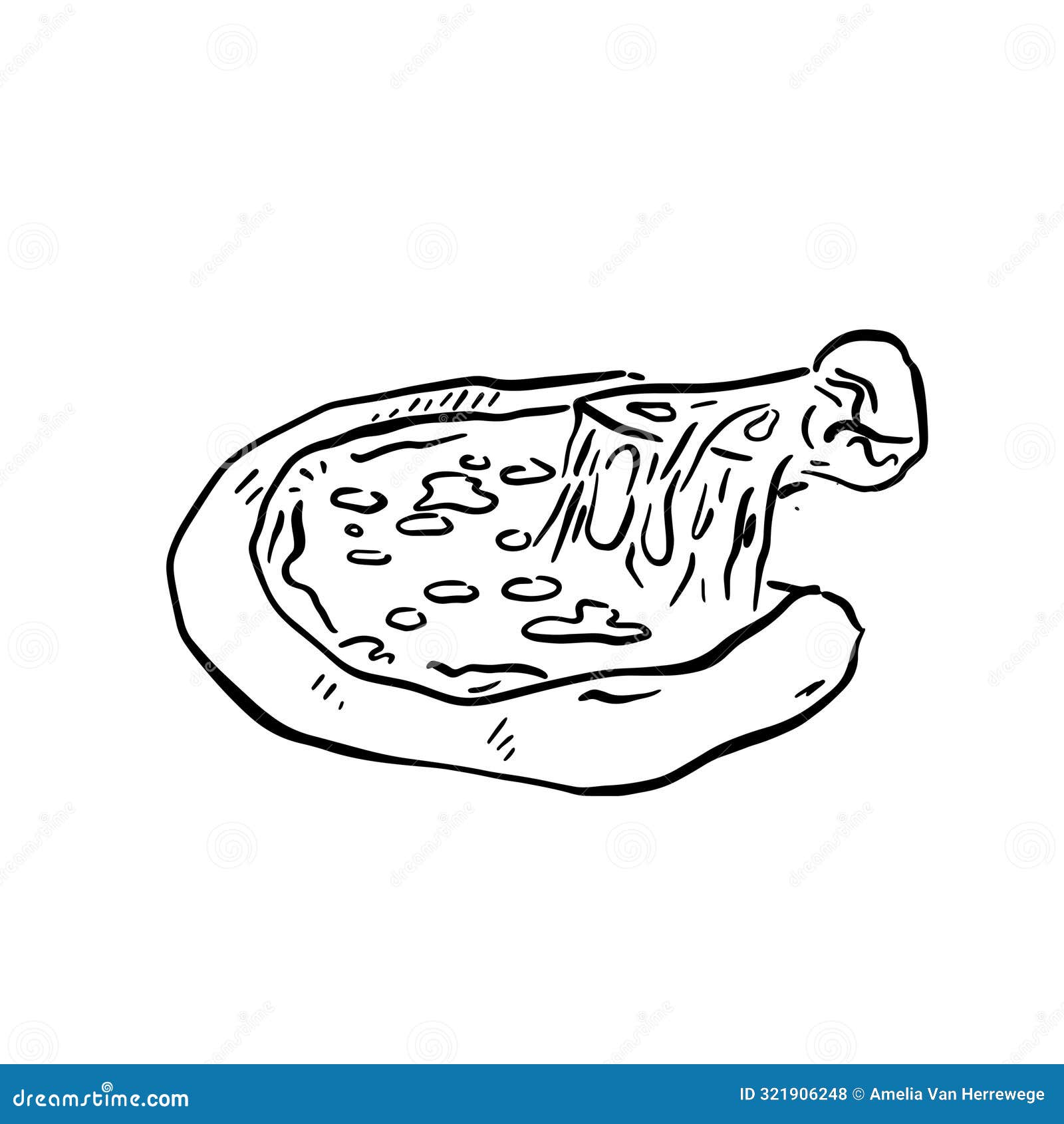 Piza Pull Illustration in Black and White Stock Vector - Illustration ...