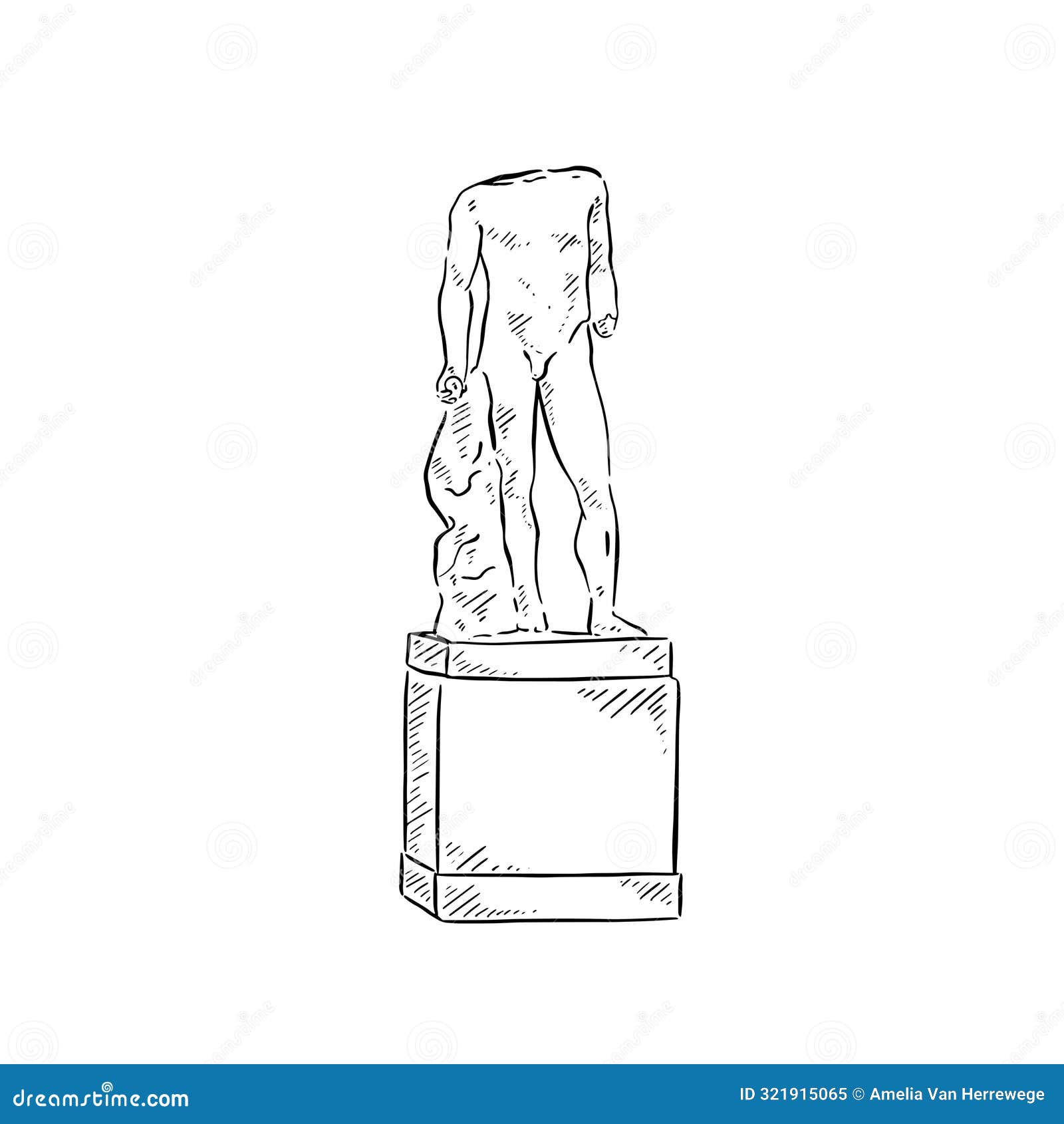 Ruin Of A Body Illustration On Plinth Cartoon Vector | CartoonDealer ...