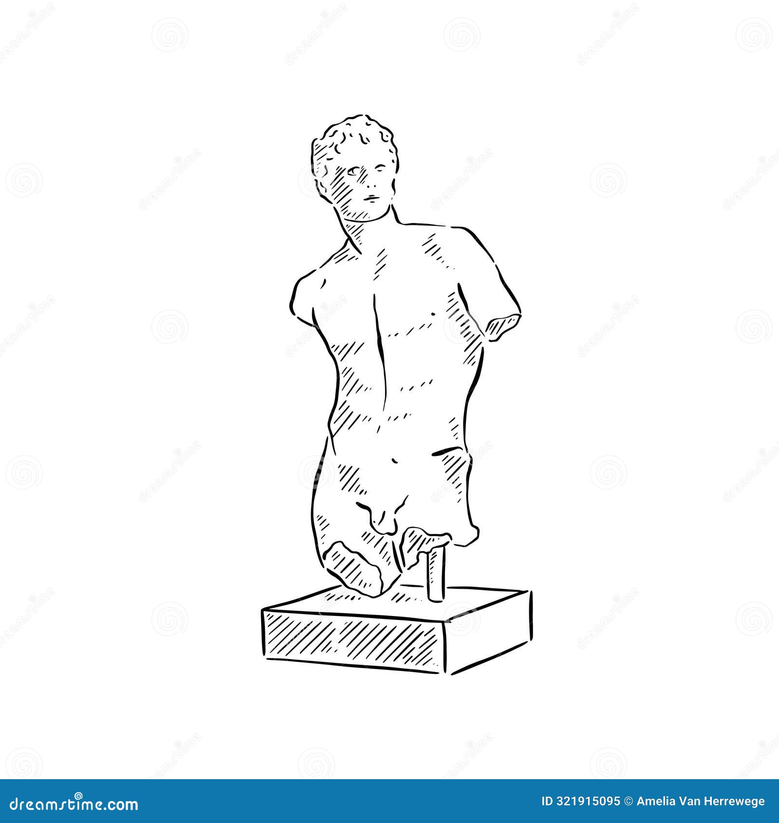 Ruin Of A Body Illustration On Plinth Cartoon Vector | CartoonDealer ...