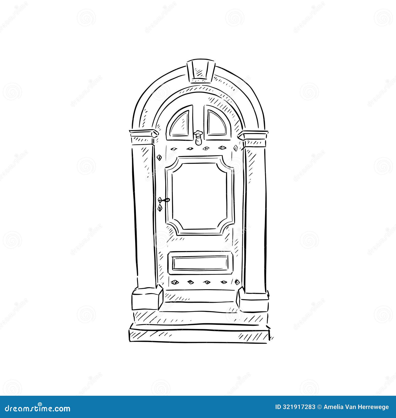 Front door drawing stock vector. Illustration of hand - 321917283