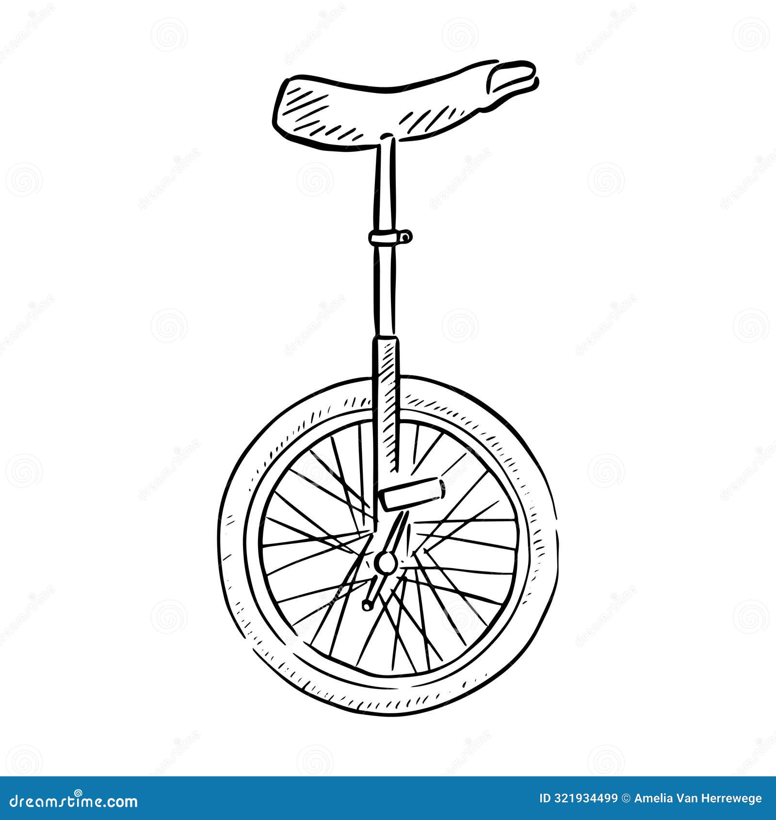 Unicycle Illustration in Black and White Stock Vector - Illustration of ...