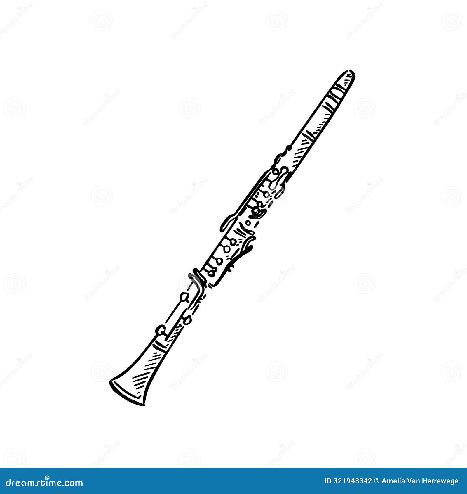 Clarinet Illustration in Black and White Stock Vector - Illustration of ...