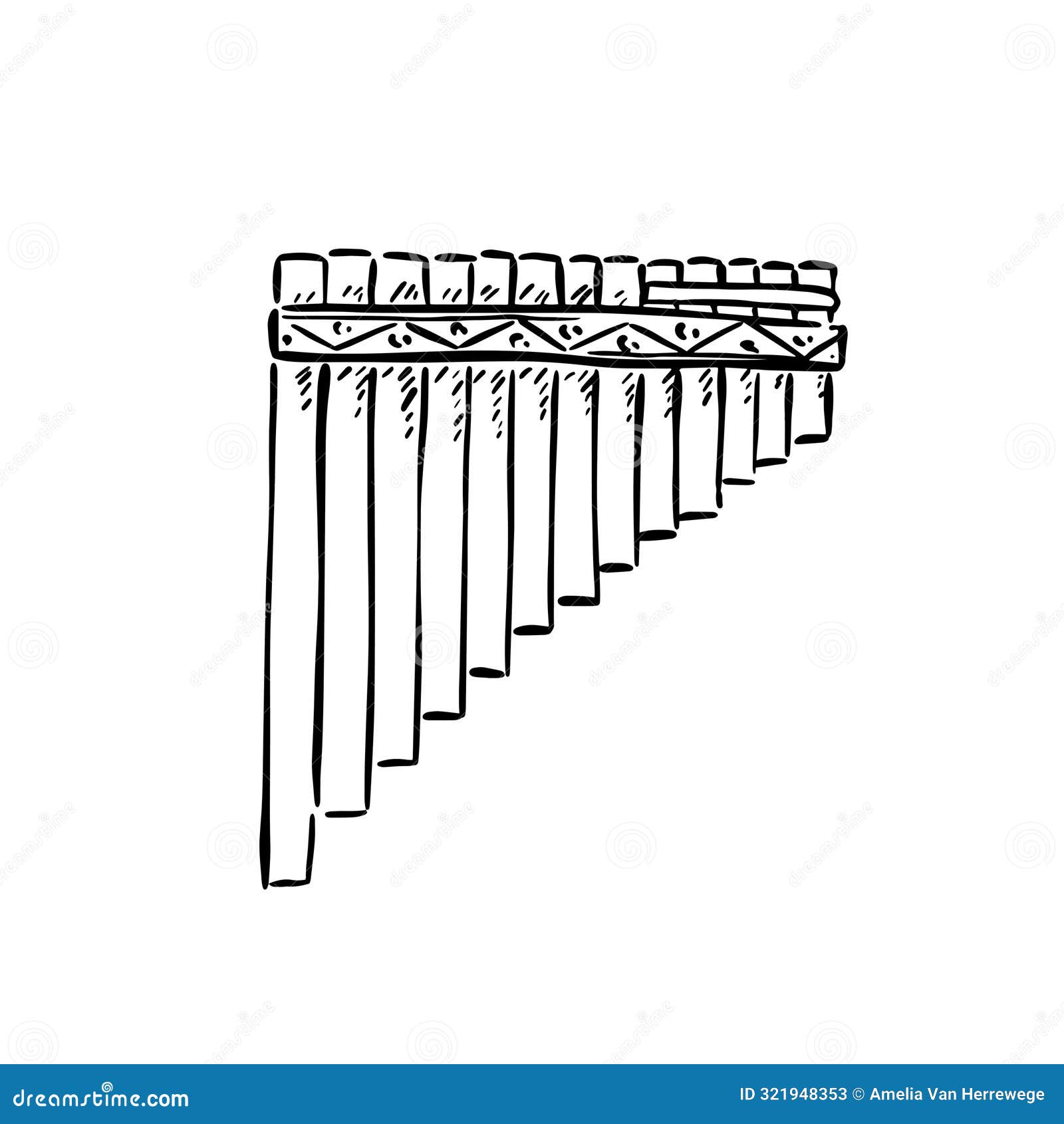 Panpipes Illustration In Black And White Cartoon Vector | CartoonDealer ...