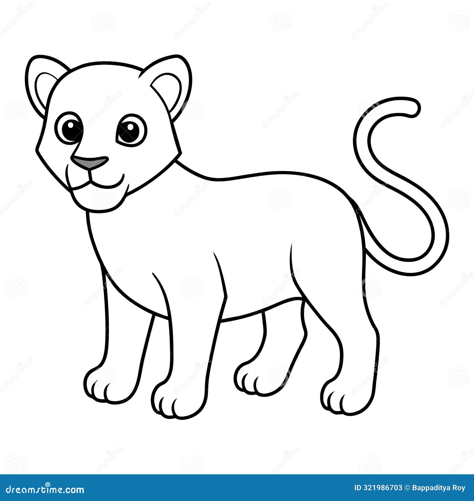 Tiger Cartoon Line Art Coloring Page Stock Vector - Illustration of ...