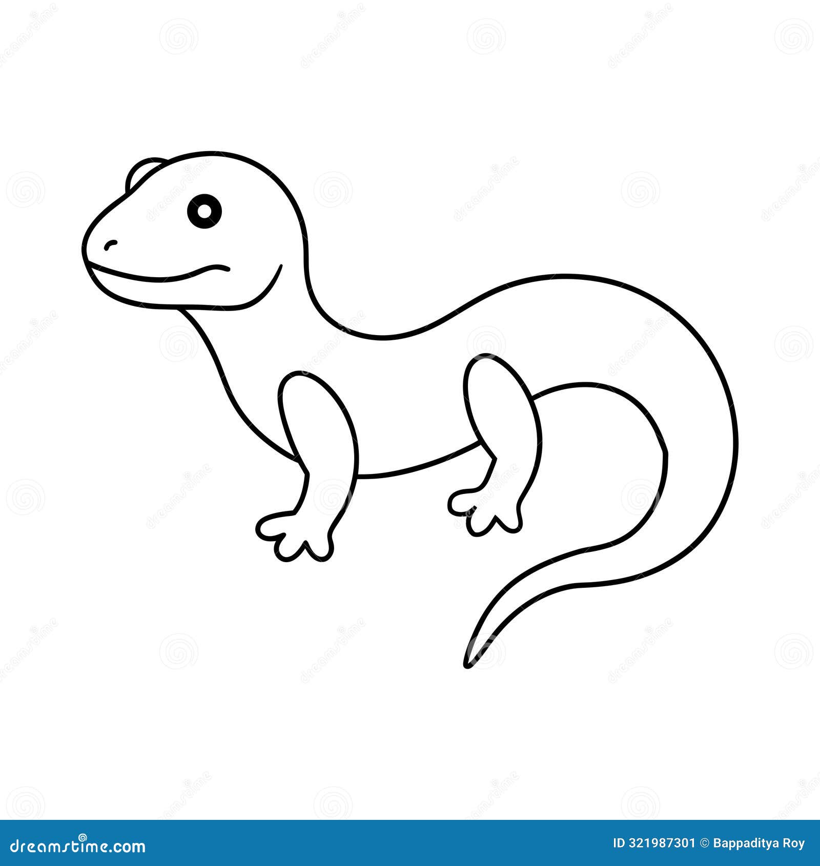 Lizard Kids Coloring Page Vector, Blank Printable Design for Children ...