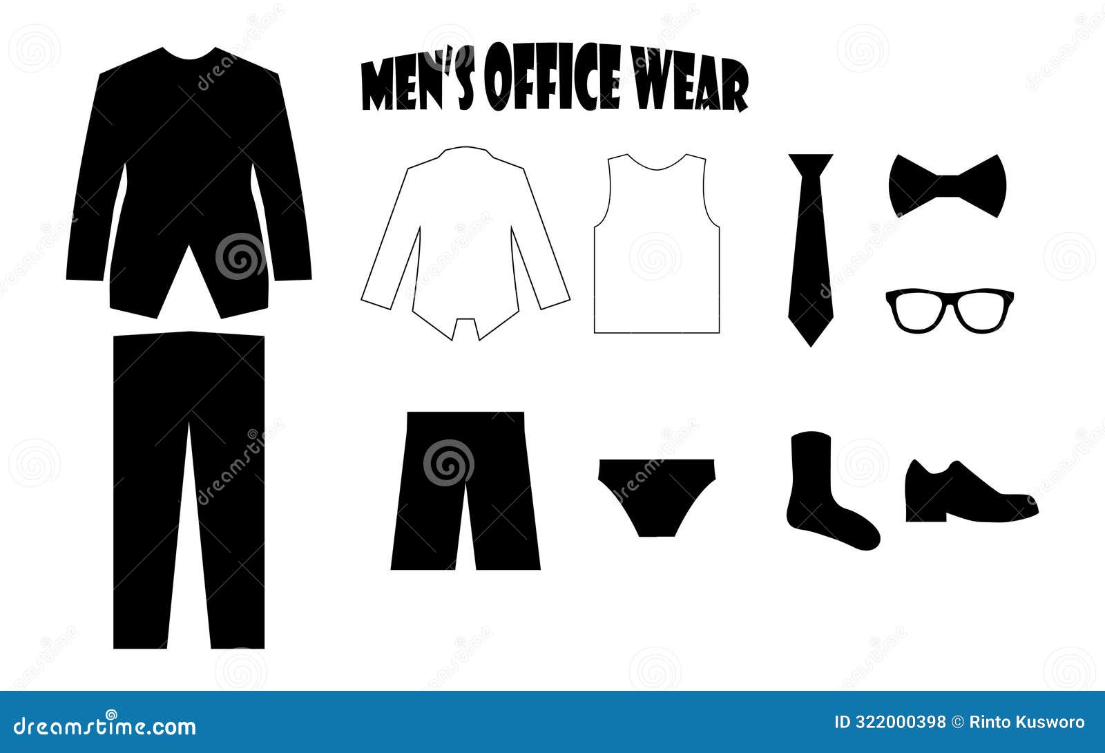 Men S Office Wear Set. Icon Set Stock Vector - Illustration of pocket ...