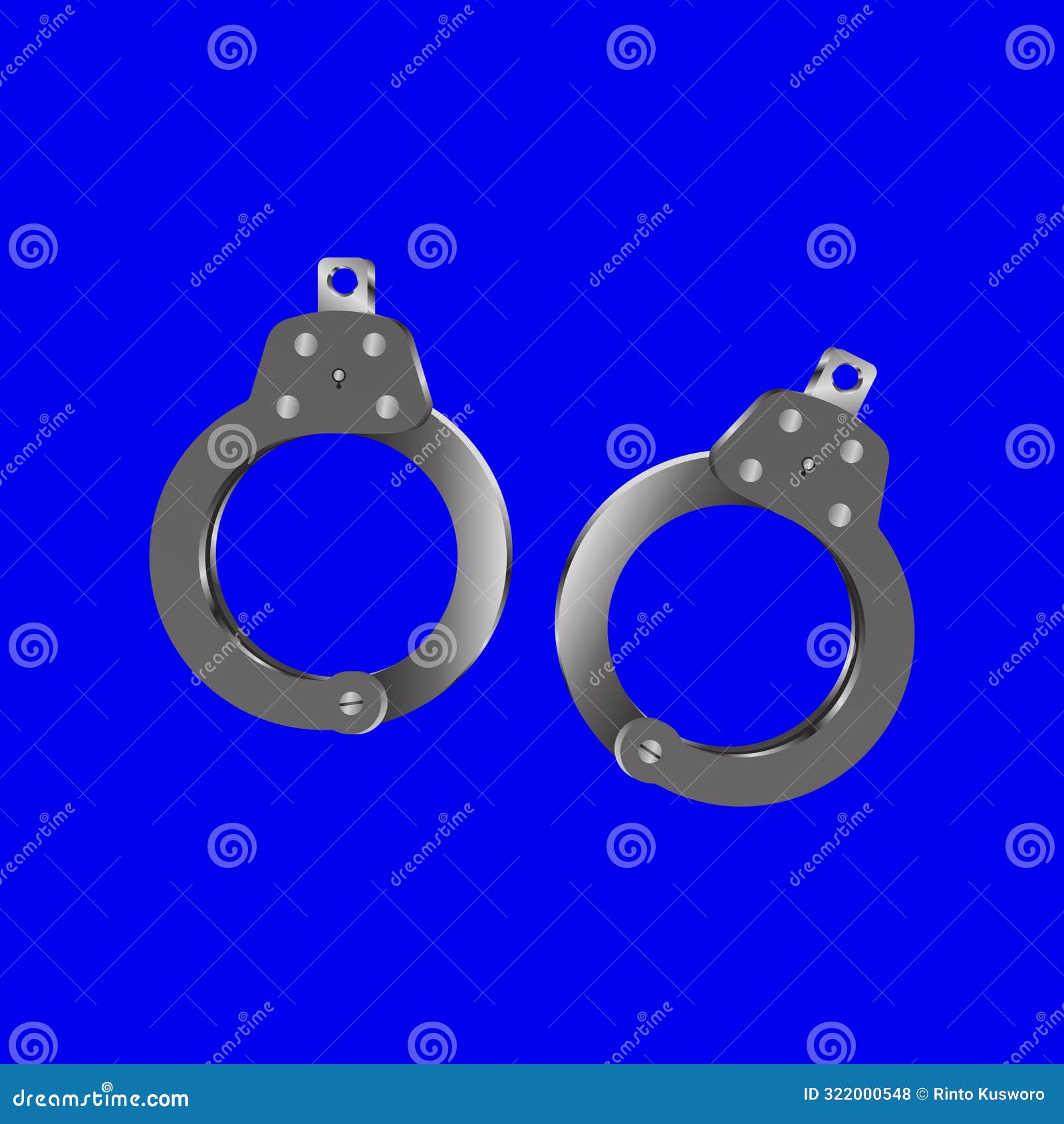 Handcuffs Police Equipment. Illustration Law on Blue Background Stock ...