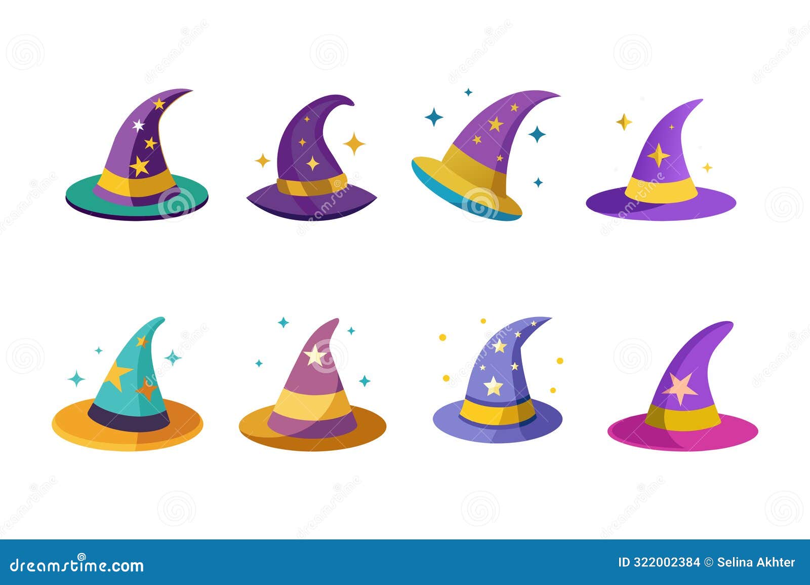 Set of Magic Cap Vector Illustration. Stock Vector - Illustration of ...