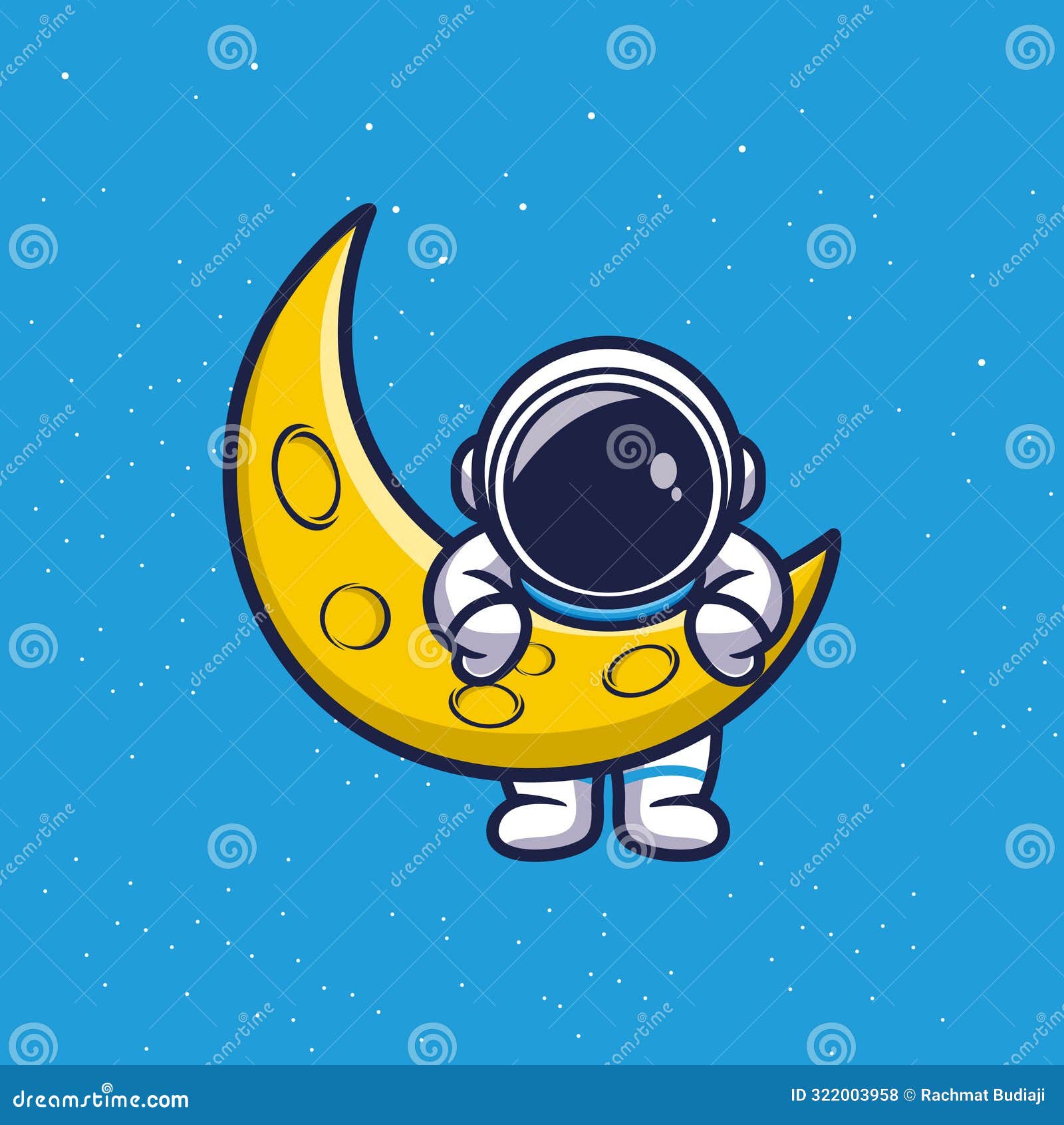 Vector Cute Astronaut with Sickle Moon Cartoon Stock Vector ...