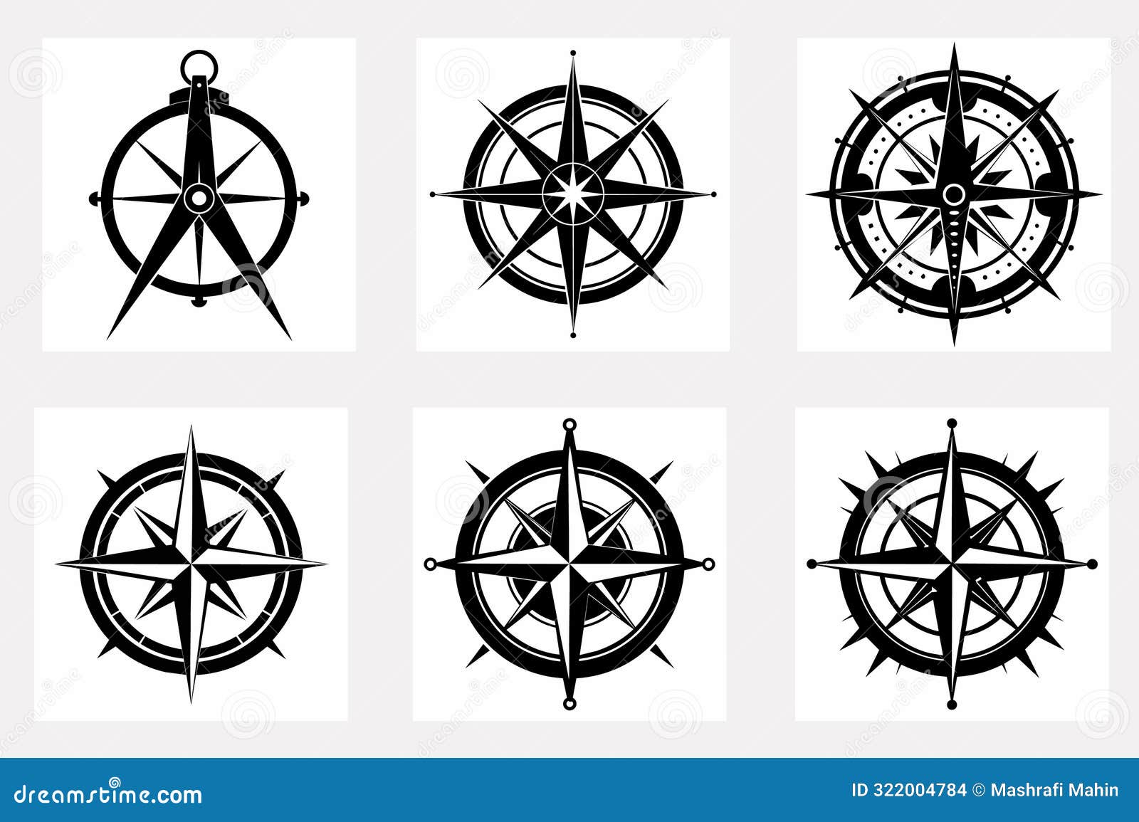 Compass Silhouette in Black Vector Illustration Stock Vector ...