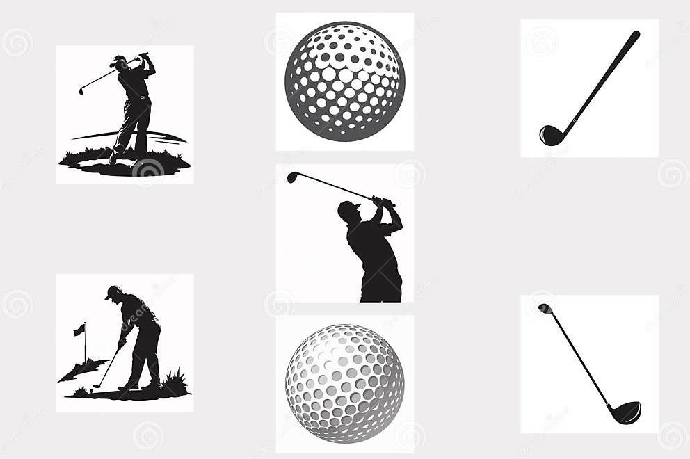 Golf Bat Ball and Player Vector Silhouette Stock Vector - Illustration ...