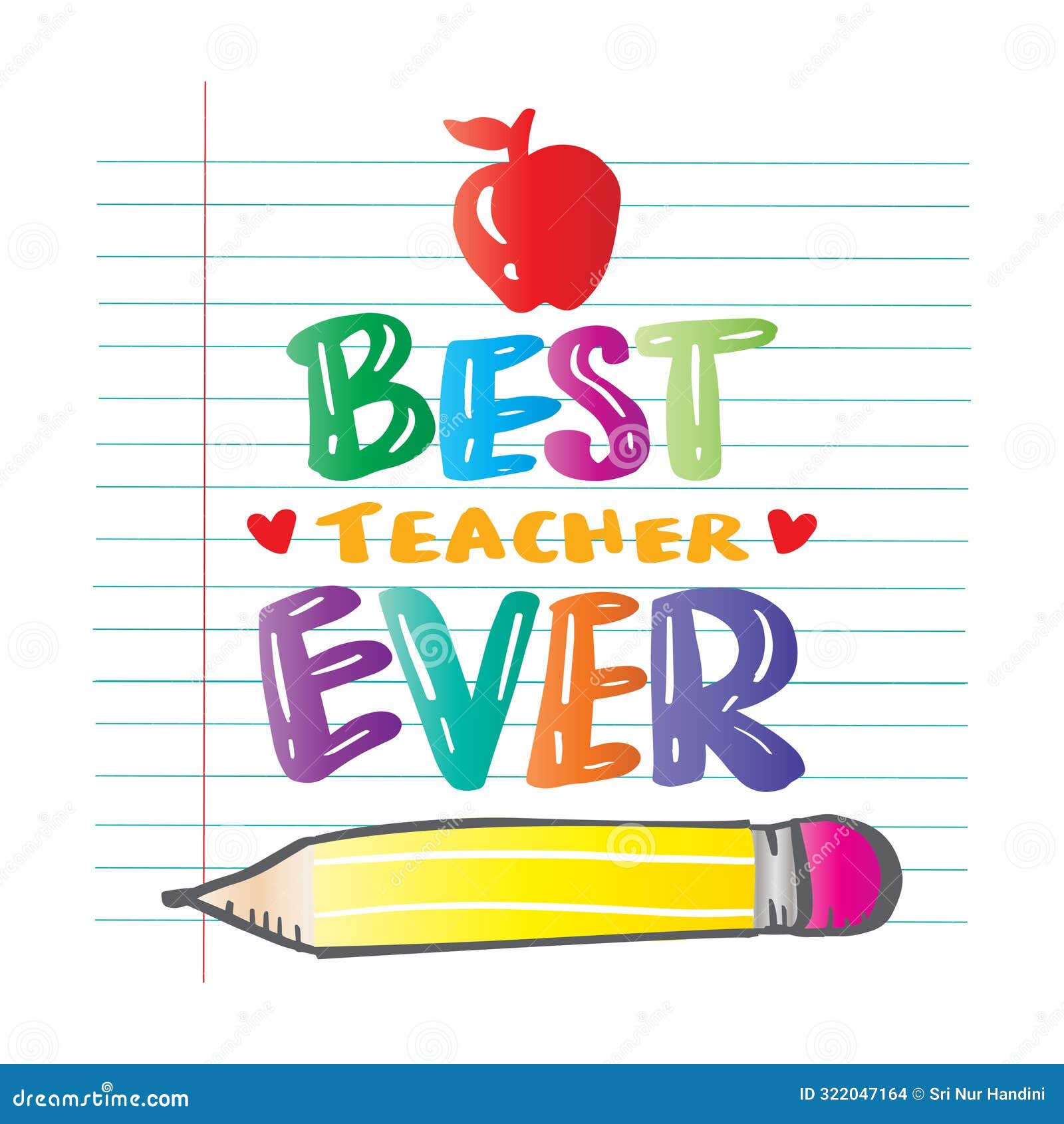 Best Teacher Ever. Handwritten Quote Stock Vector - Illustration of ...