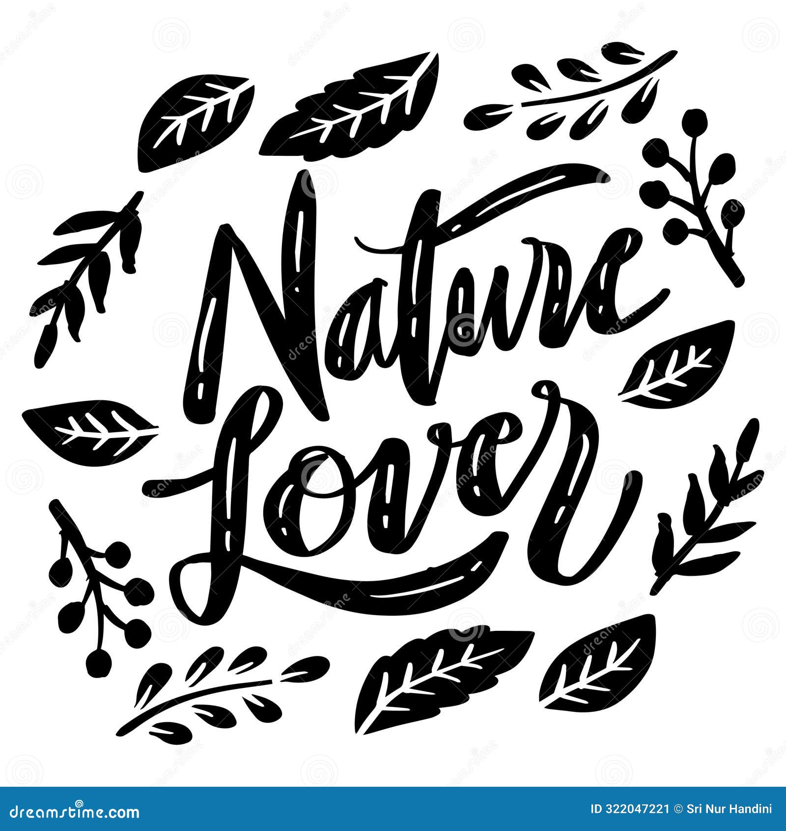 Nature Lover. Handwritten Quote Stock Vector - Illustration of card ...