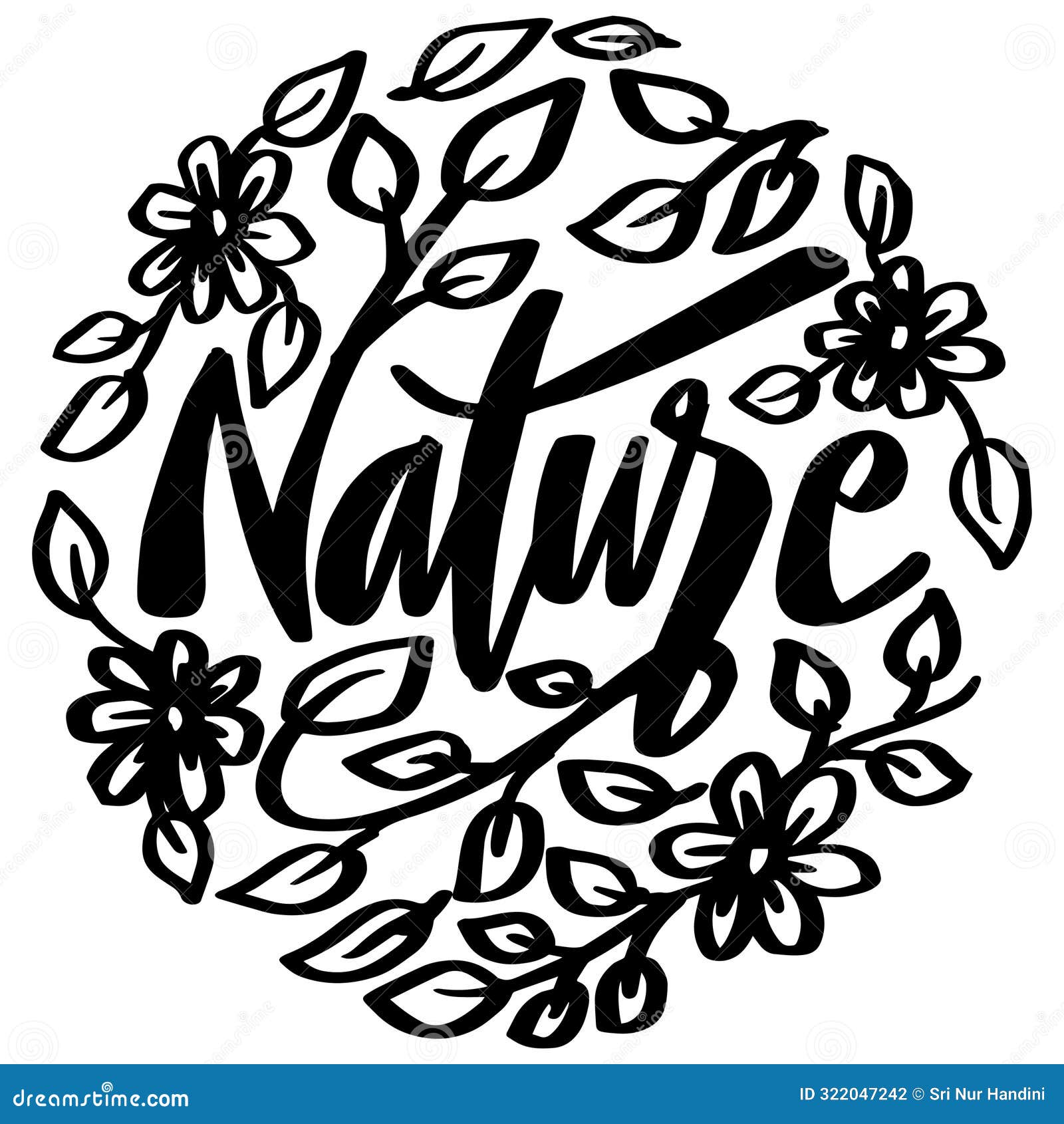 Nature. Handwritten Slogan Concept Stock Vector - Illustration of sign ...