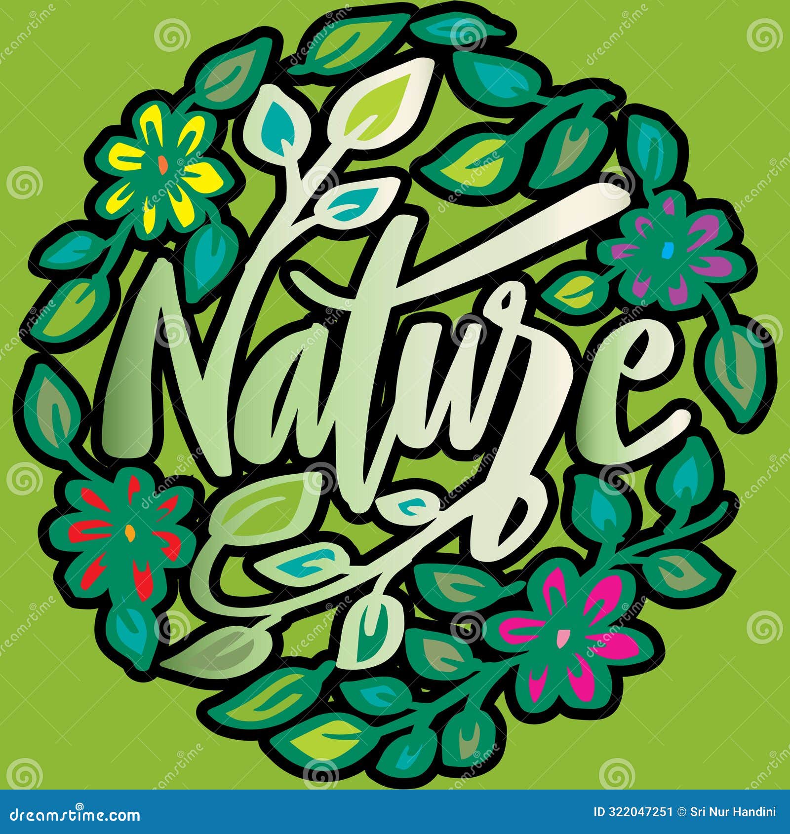 Nature. Handwritten Slogan Concept Stock Vector - Illustration of ...