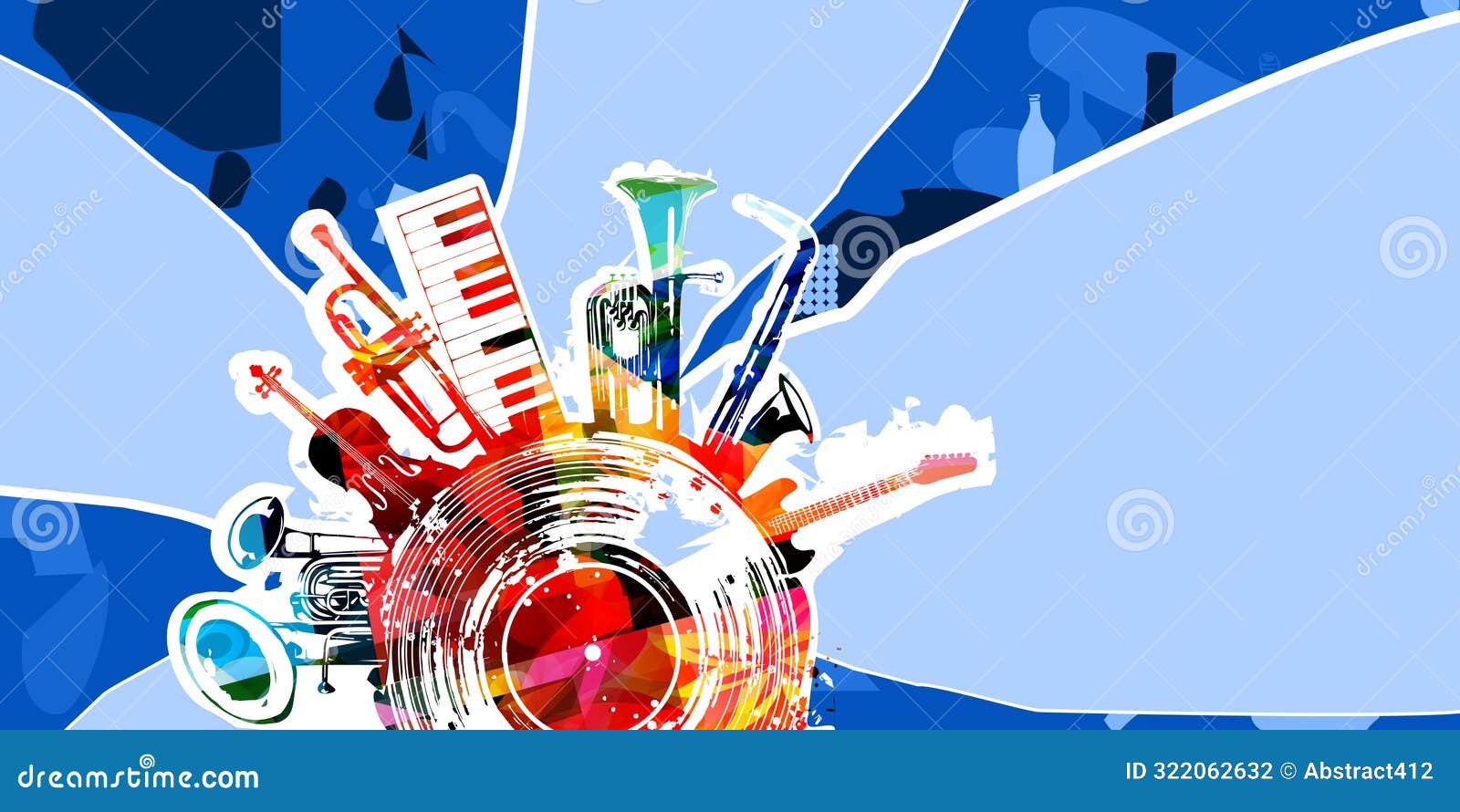 Retro Abstract Creative Artwork Template Collage with Vinyl Record Disc ...