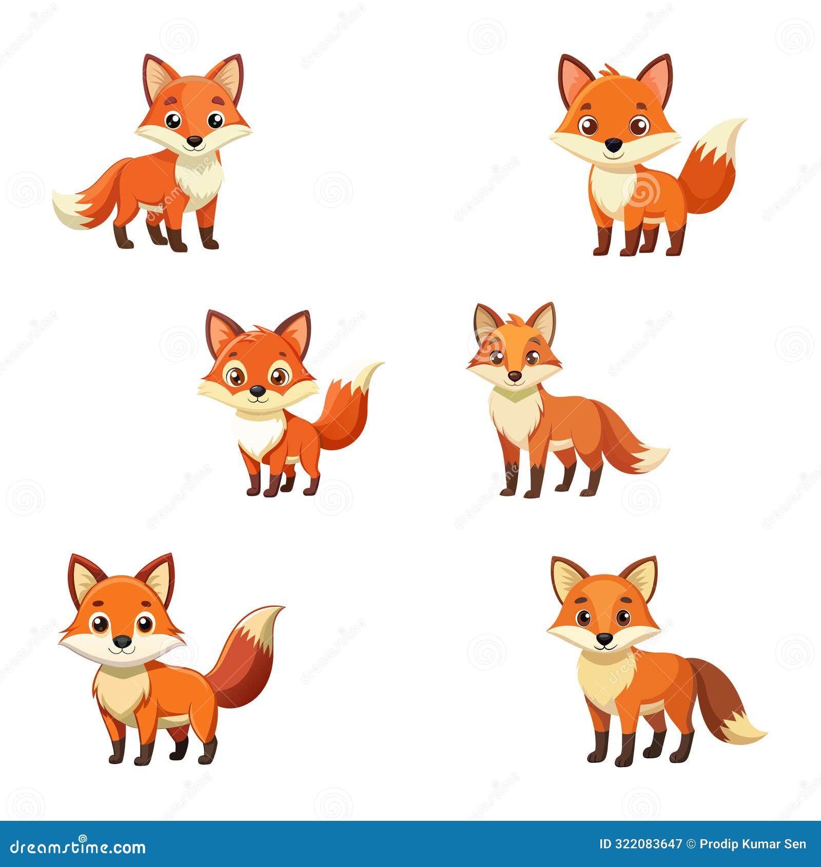 Cartoon Fox, the Fox is Standing and Facing Forward Stock Illustration ...